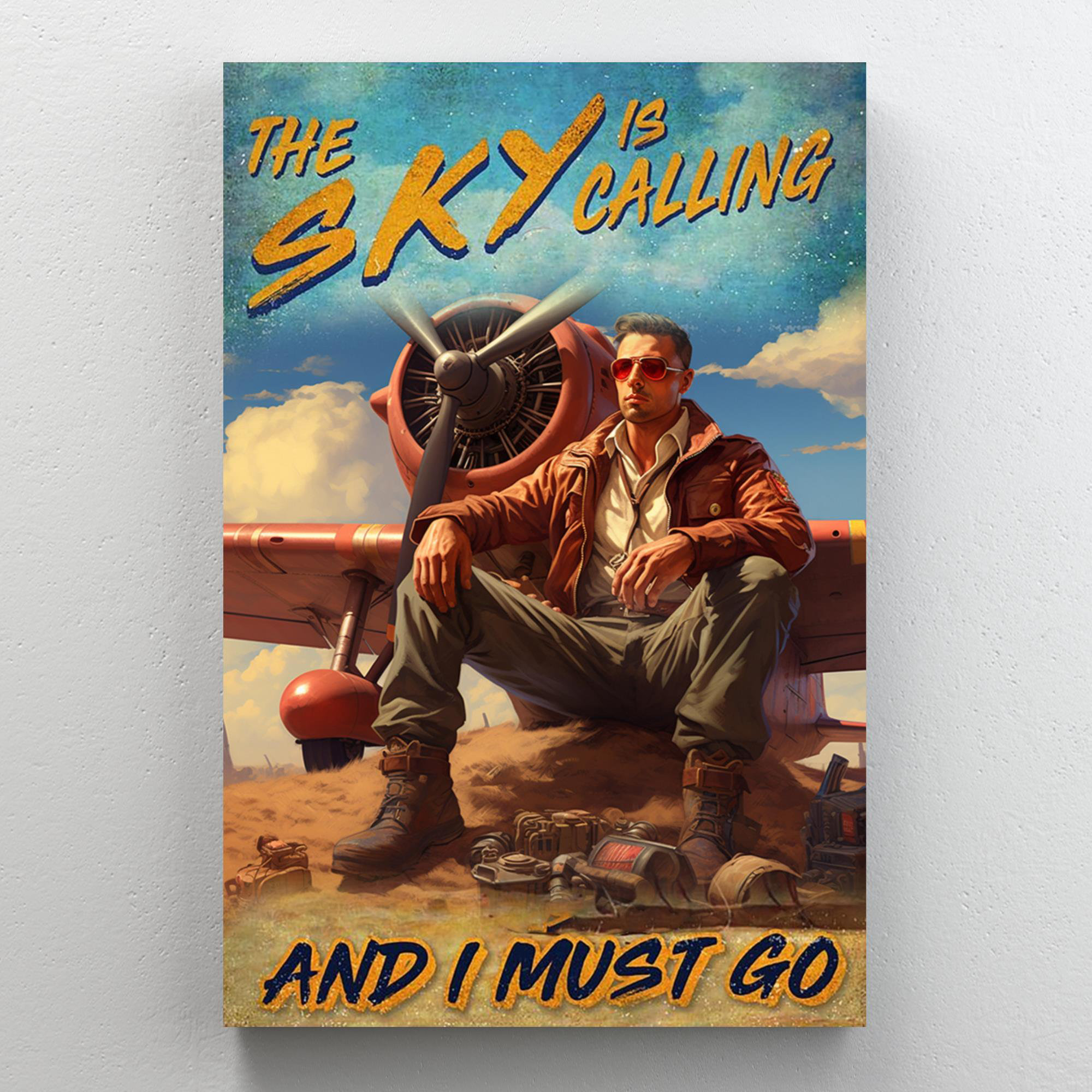 Trinx Markail Pilot The Sky Is Calling On Canvas Print | Wayfair