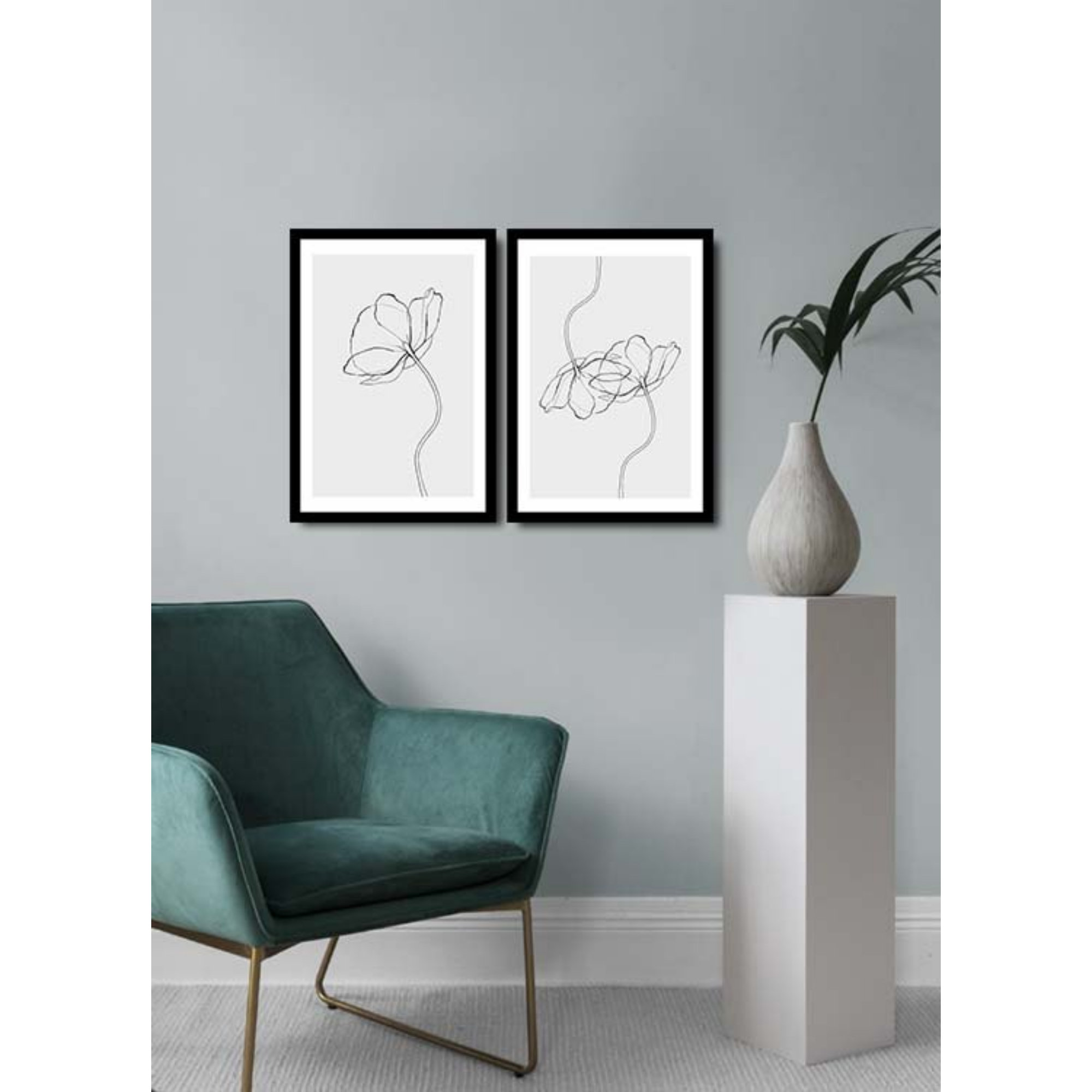 East Urban Home 2 Piece Picture Frame Drawing Print Set on MDF | Wayfair