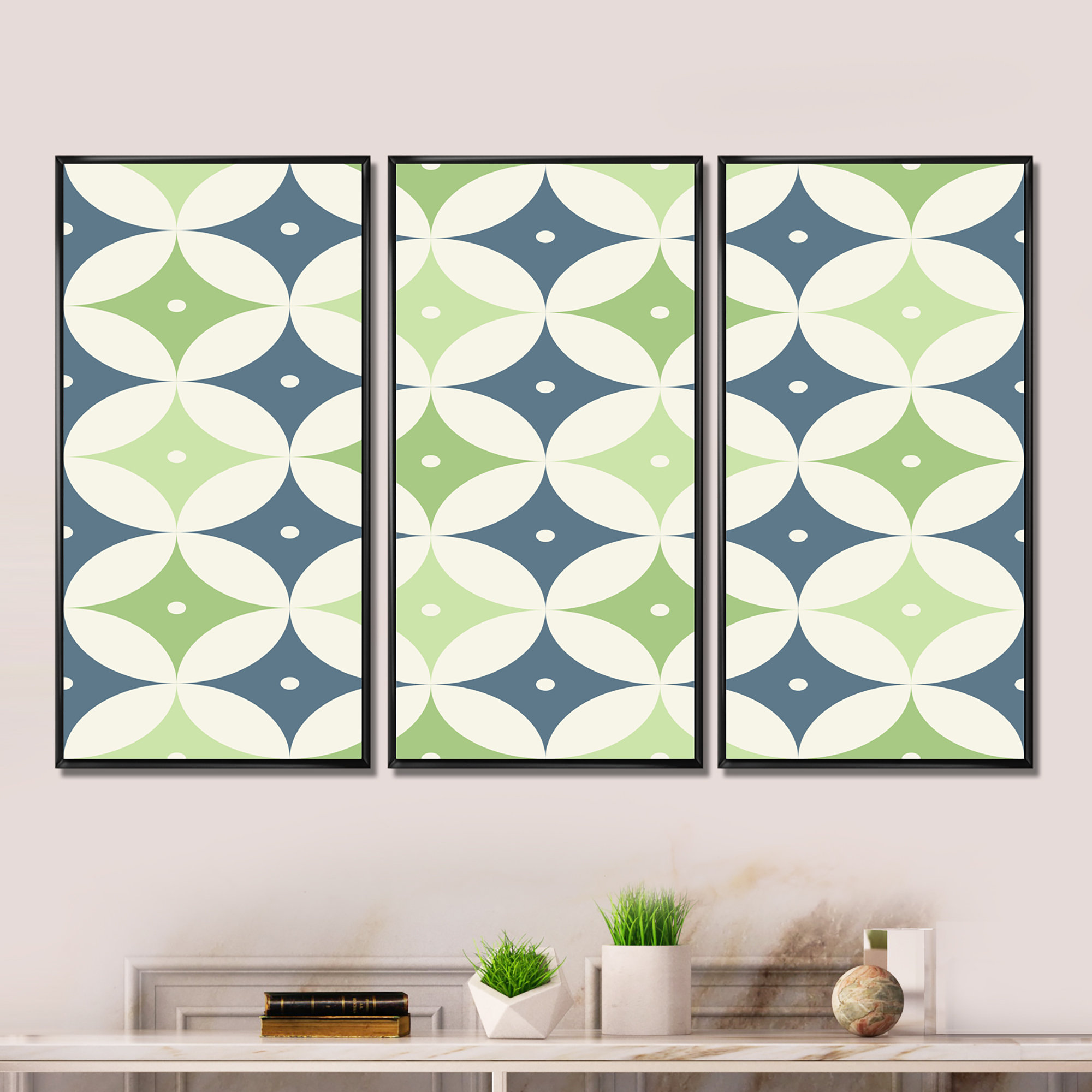 George Oliver Retro Geometric Design V - Mid-Century Modern Framed ...