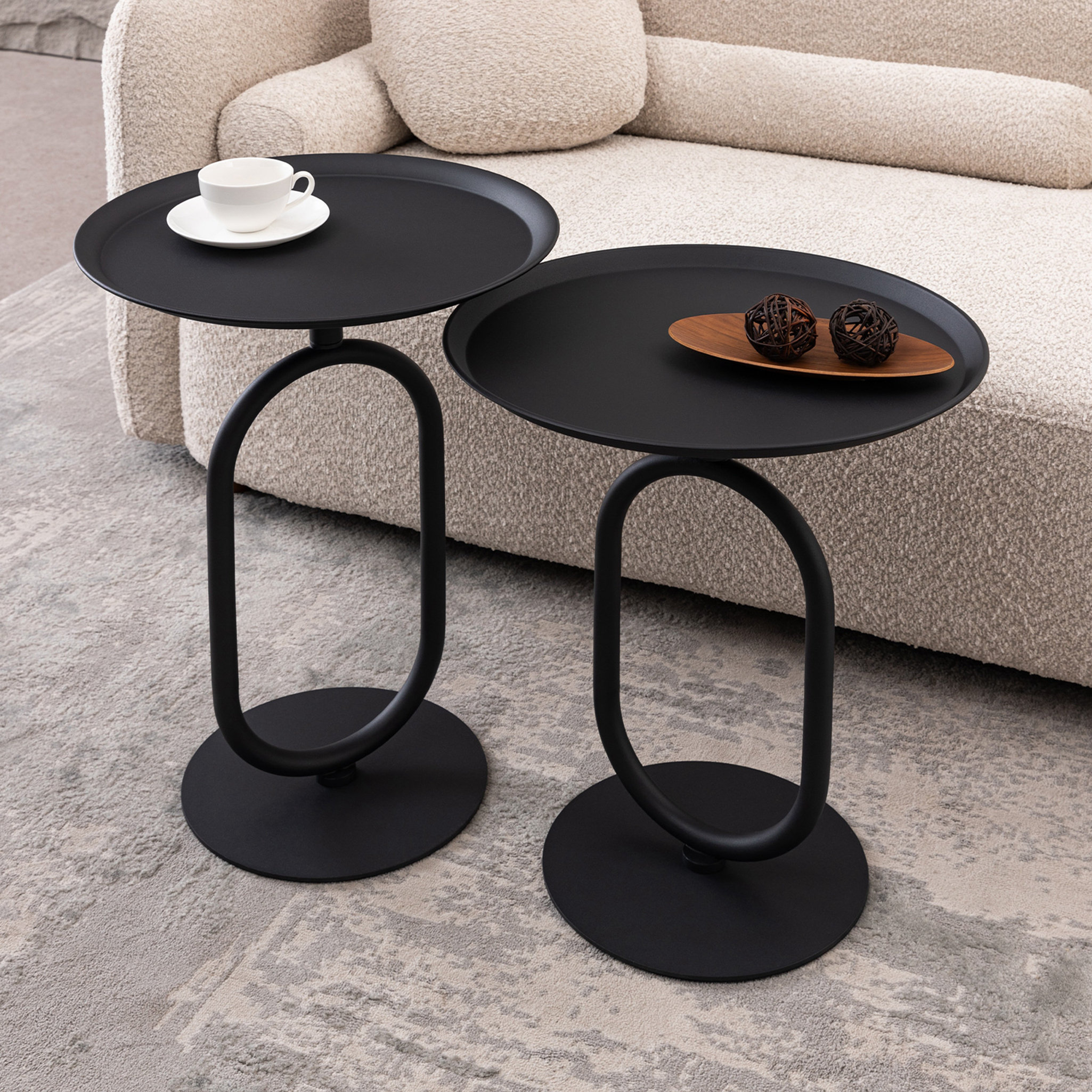Ebern Designs Lantern-Shaped Metal End Table, Small Round Side Table ...