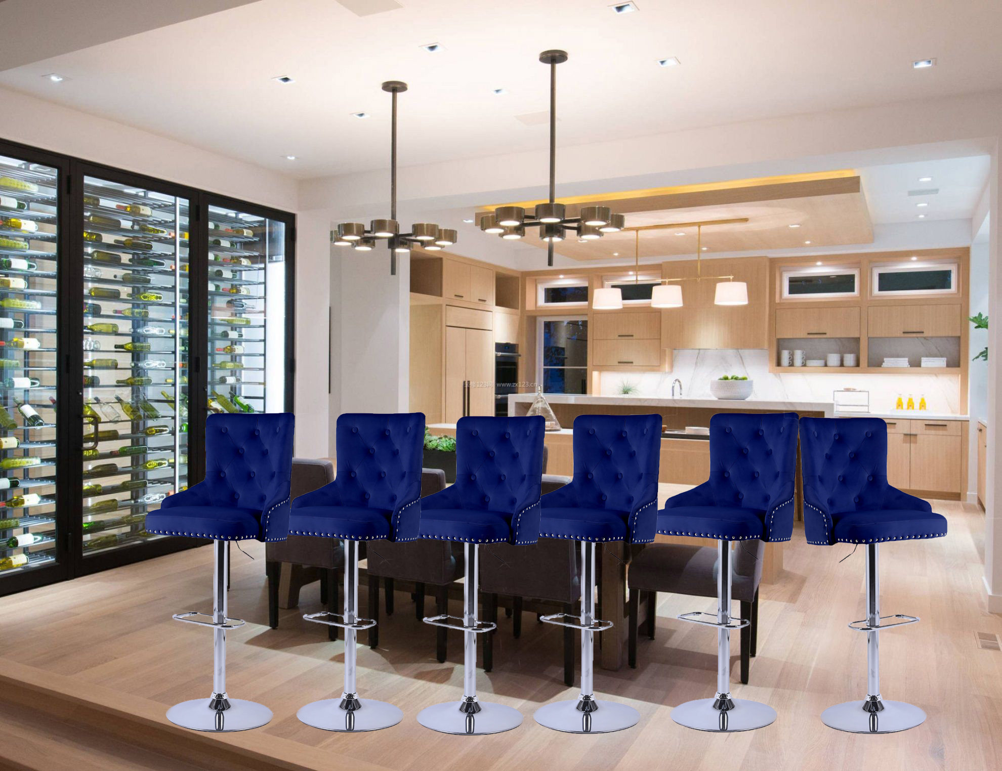 Rosdorf Park Modern Velvet Adjustable Counter Height Bar Stools Swivel ...