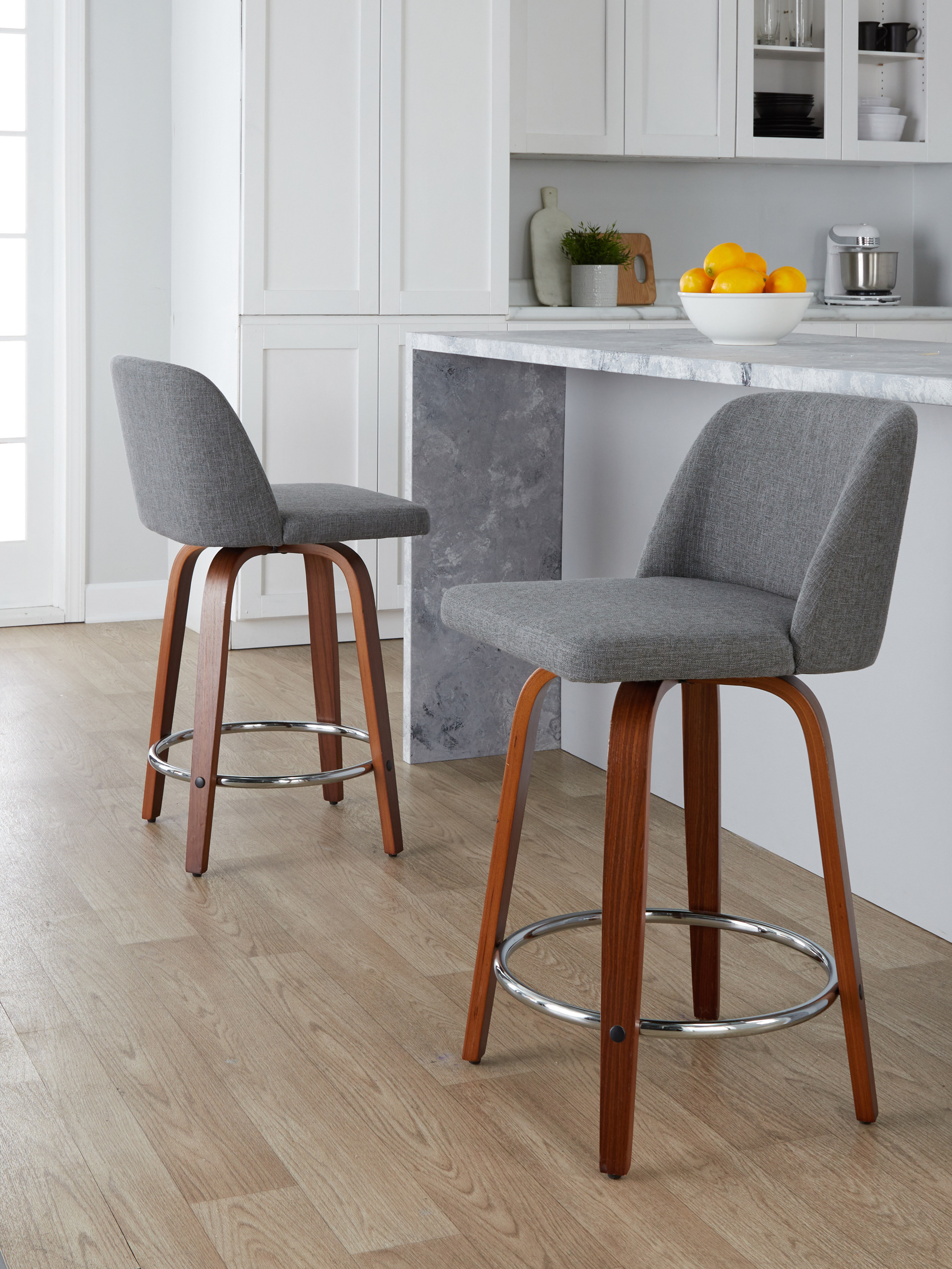 LumiSource Toriano Mid-Century Modern Fixed-Height Counter Stool With ...
