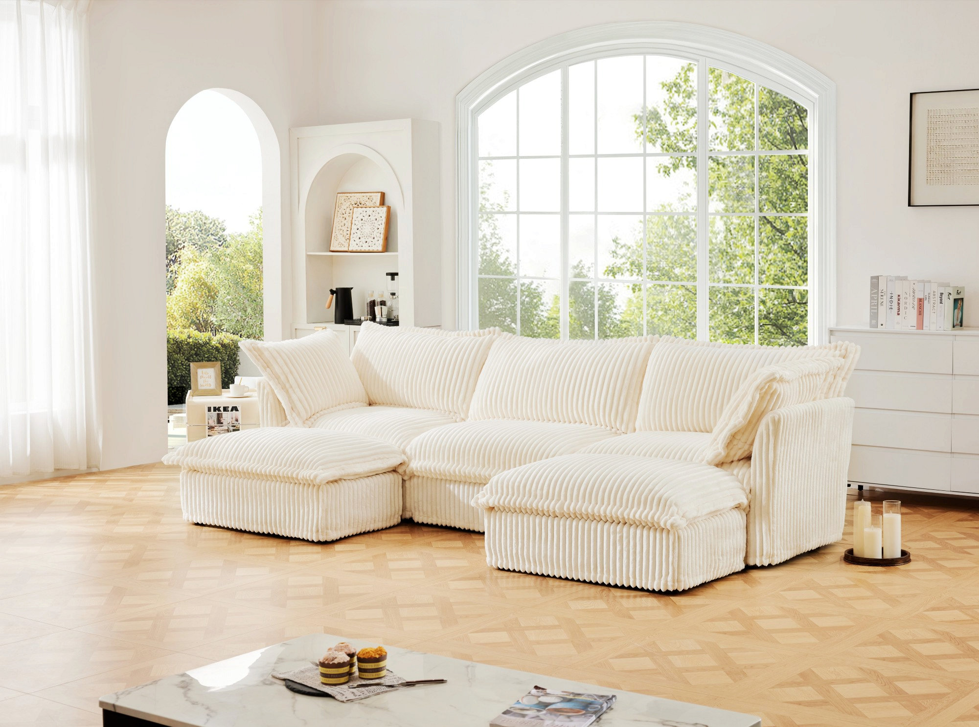 Everly Quinn Indoor U Shape Sectional Sofa Couch, Upholstered Sofa For Living Room, Modern Couch ...