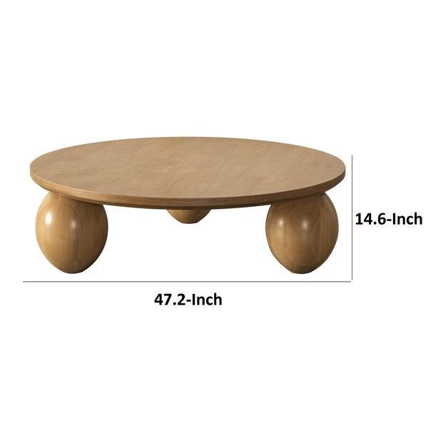 Benjara Cid Nysa 48 Inch Coffee Table, Round, Brown Solid Rubberwood, 3 ...