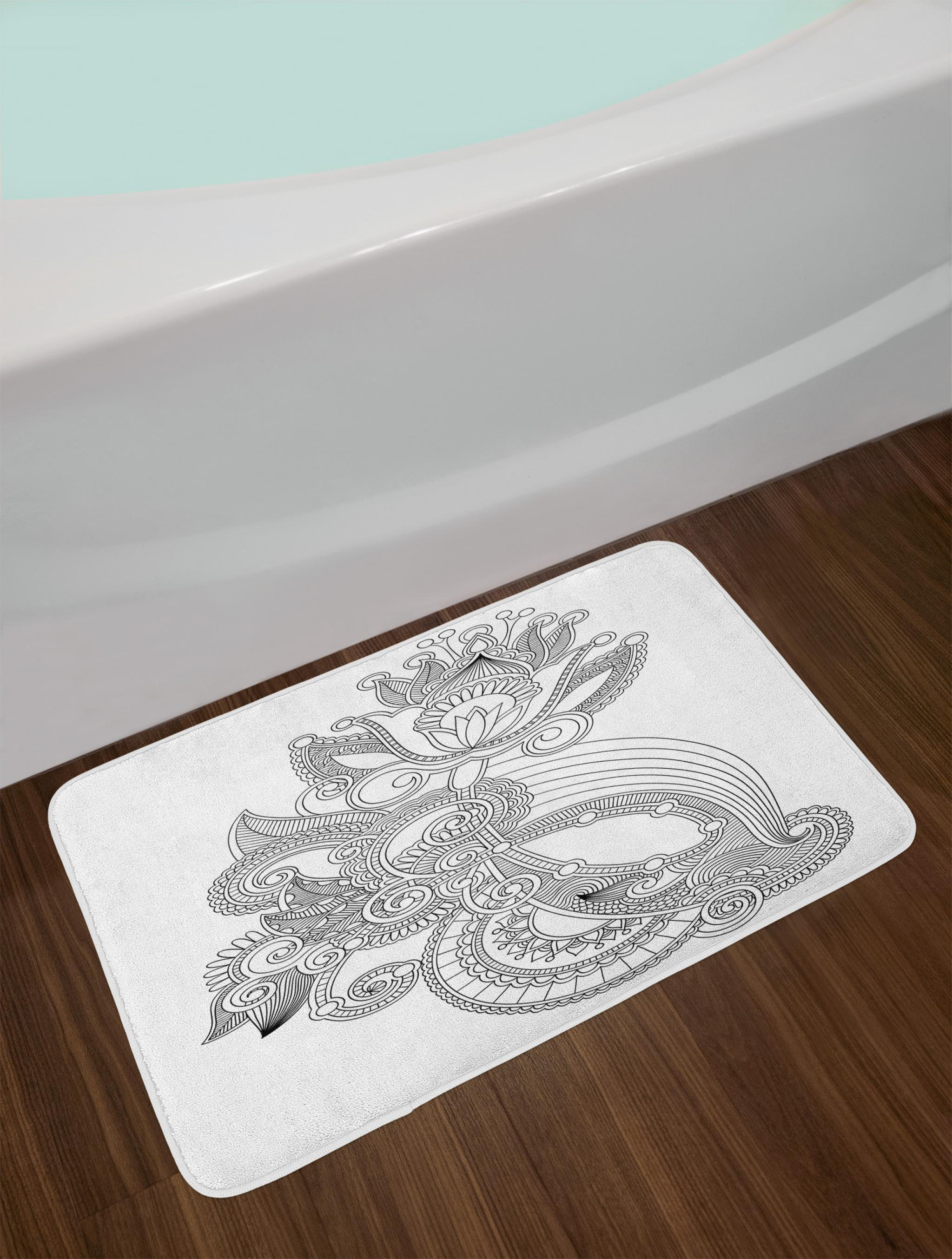 East Urban Home Hand Drawn Henna Bath Rug | Wayfair