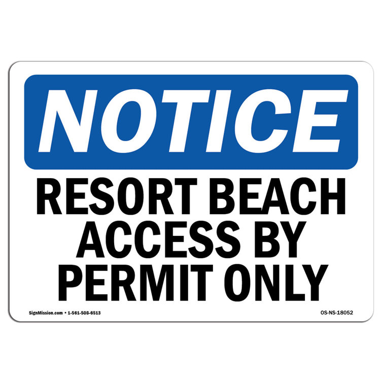 SignMission Resort Beach Access by Permit Only Sign | Wayfair