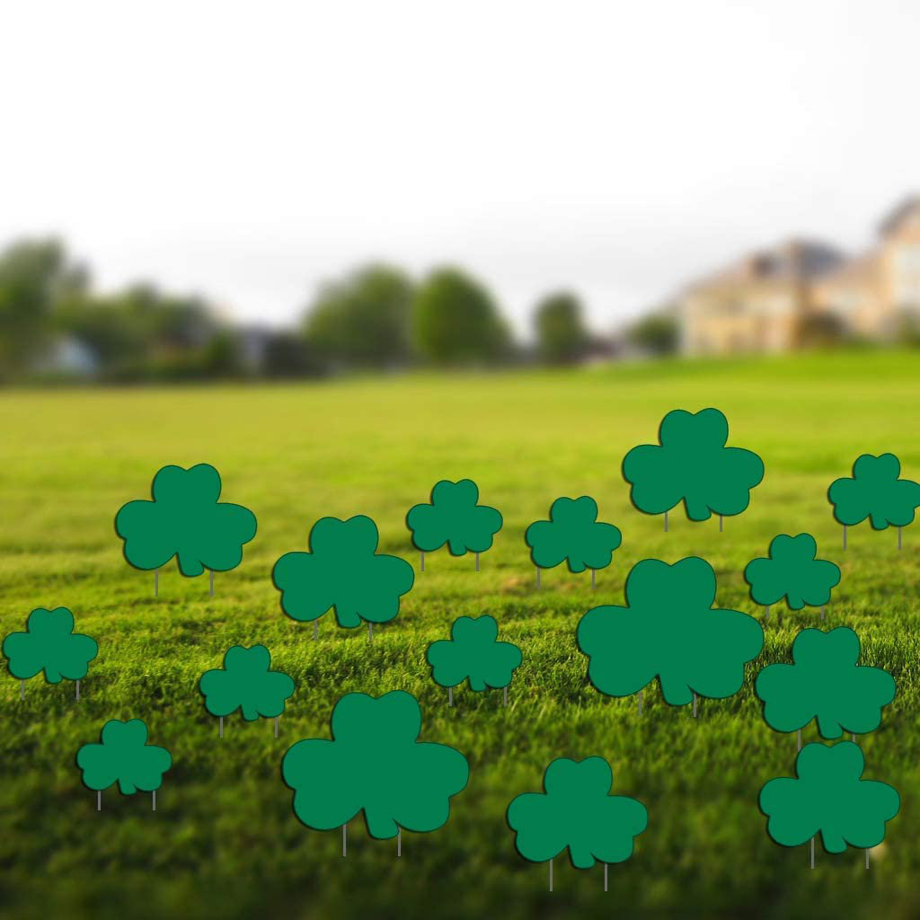 The Holiday Aisle® 16 Piece St. Patrick's Day Shamrock Garden Stake Set ...