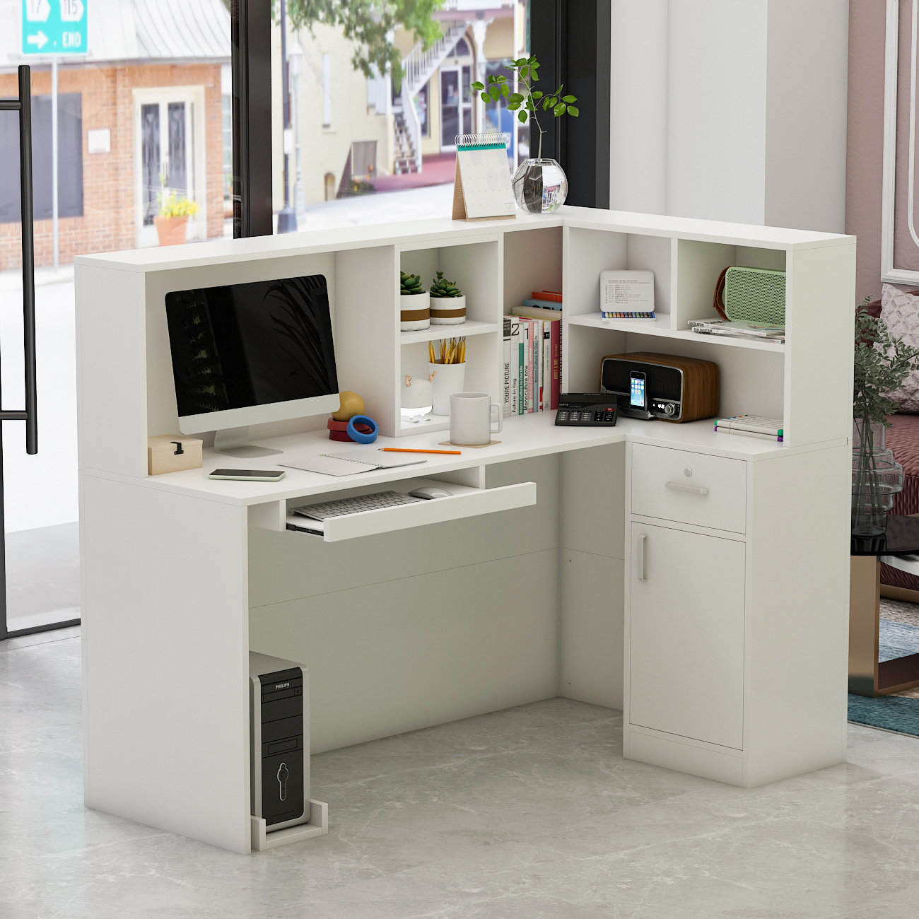 Orren Ellis Silpi 0 L-Shape Wood Reception Desk & Reviews | Wayfair