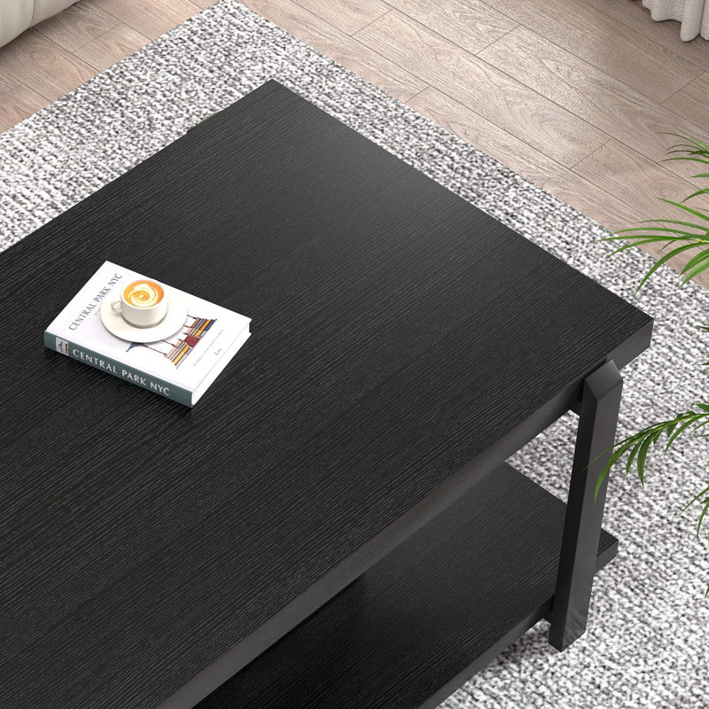 Latitude Run® Black Coffee Table, Modern Rustic Wood Center Table with ...