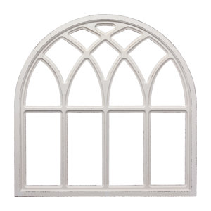 August Grove® 32 Inch Distressed White Wood Arched Window Frame Wall ...