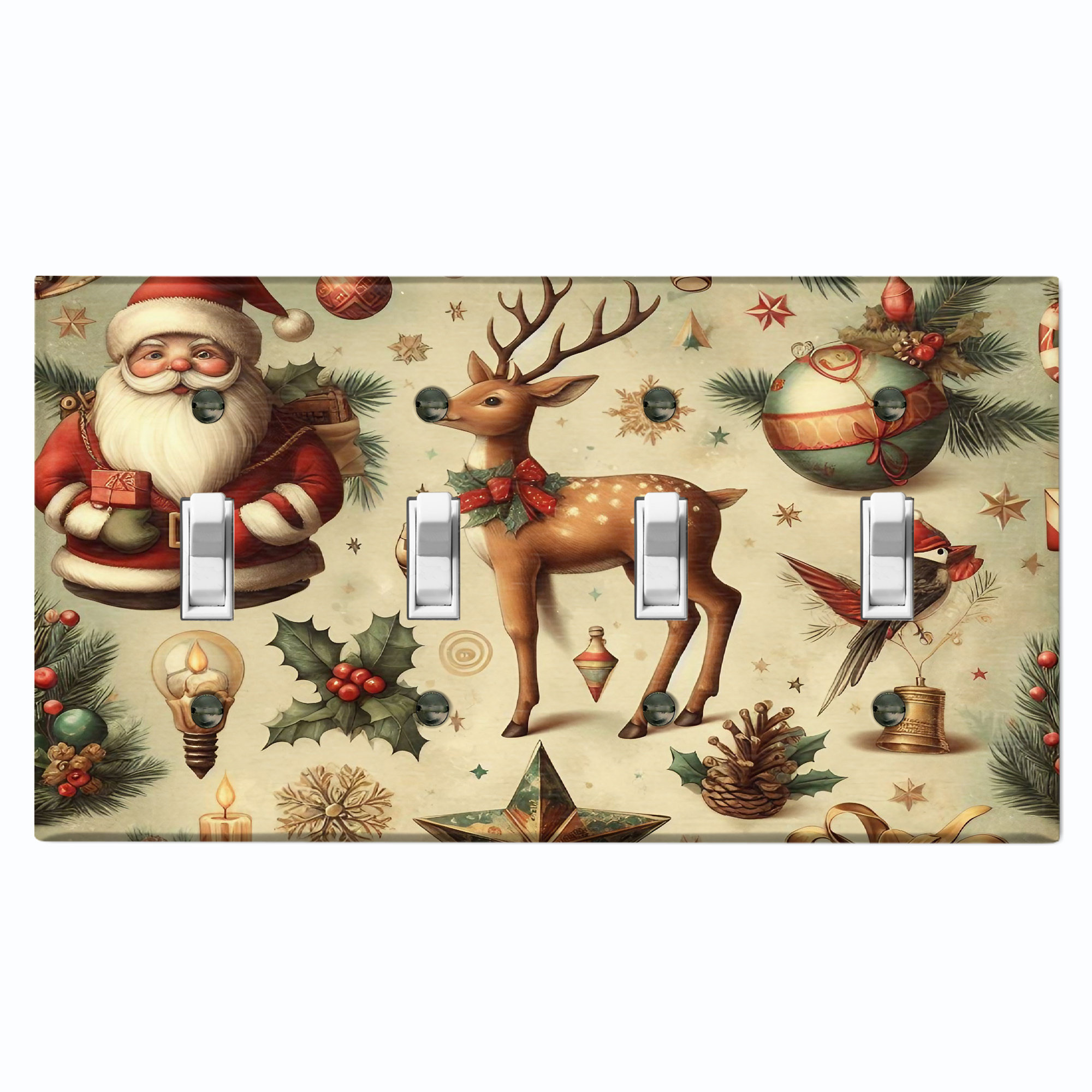 WorldAcc Metal Light Switch Plate Outlet Cover (Christmas Santa ...