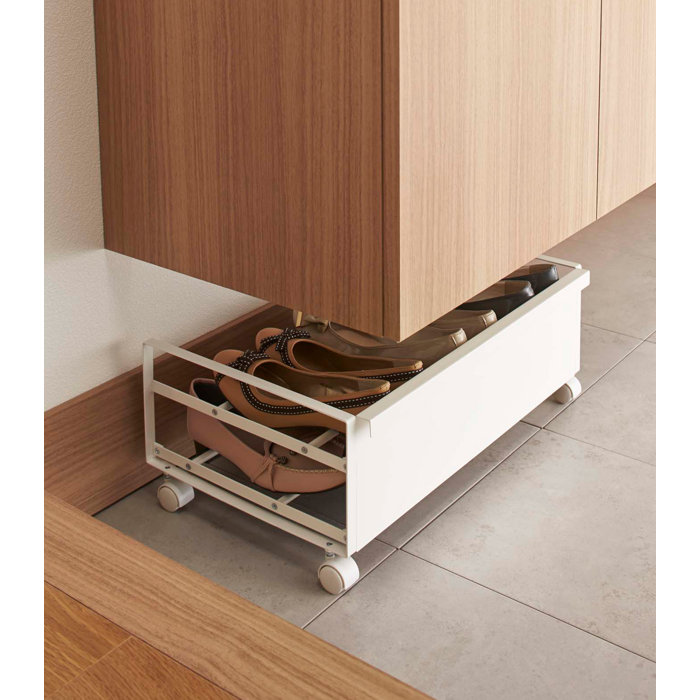 Yamazaki USA Yamazaki Home Rolling Shoe Rack, Steel, Holds 4 shoes, 6 ...