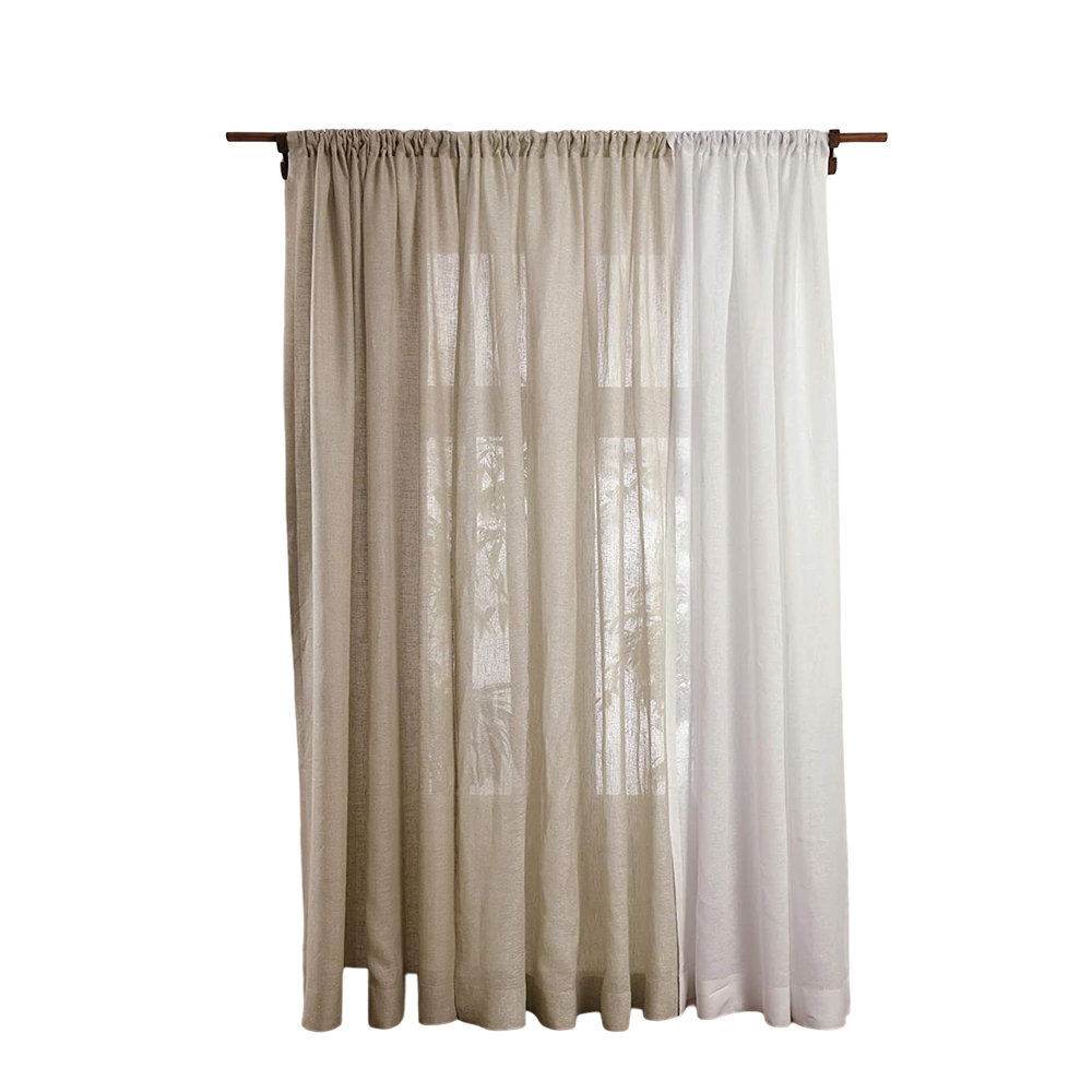 Frifoho Home Linen Solid Color Semi-Sheer Rod Pocket Single Curtain ...