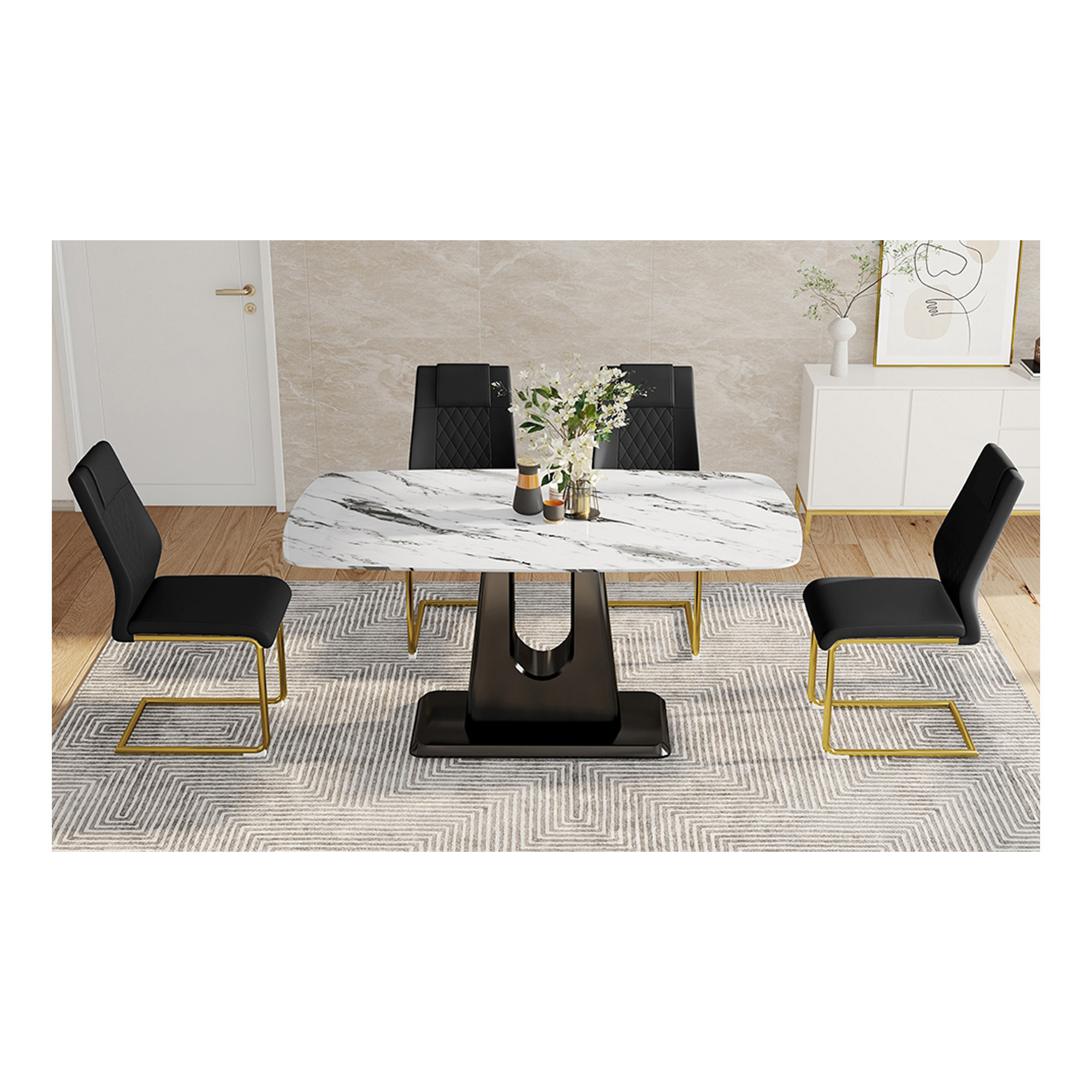 George Oliver Table and chair set, modern and minimalist dining table ...