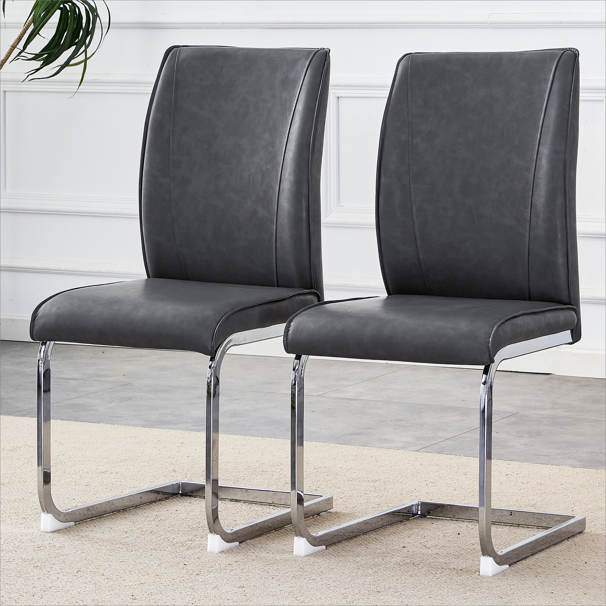 Ivy Bronx Luxury Simple Arch Chair - PU Material High Resilience Dining ...