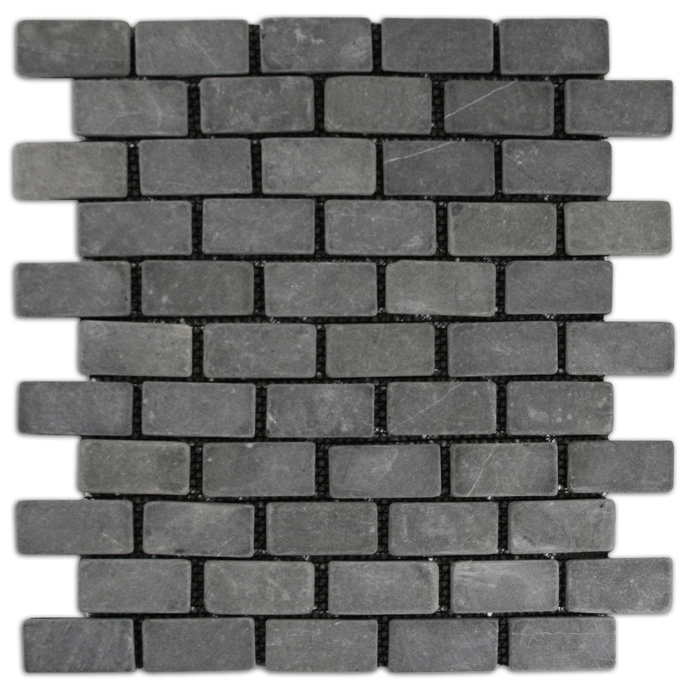 CNK Tile Gambia 1" x 2" Natural Stone Mosaic Tile in Gray Mesh Backed ...