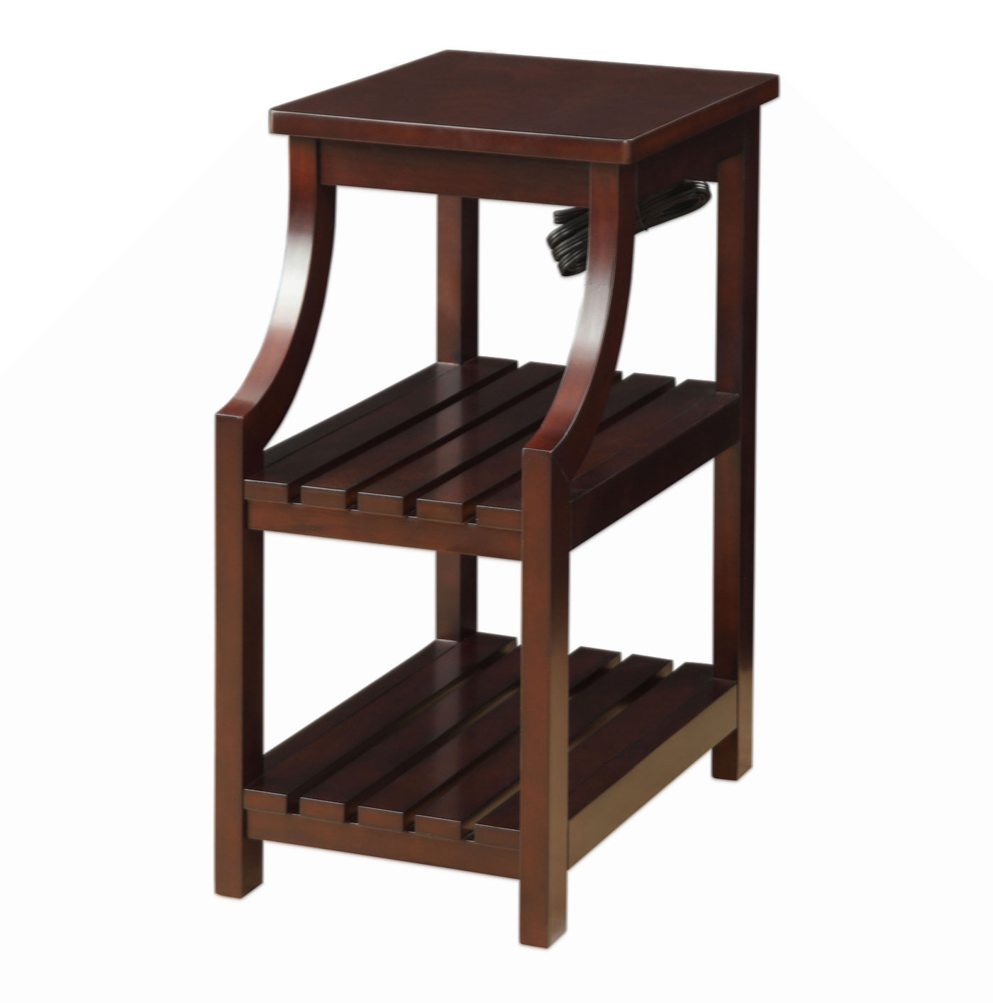 Latitude Run® Side Table with USB Power Dock Espresso Coffee Table ...