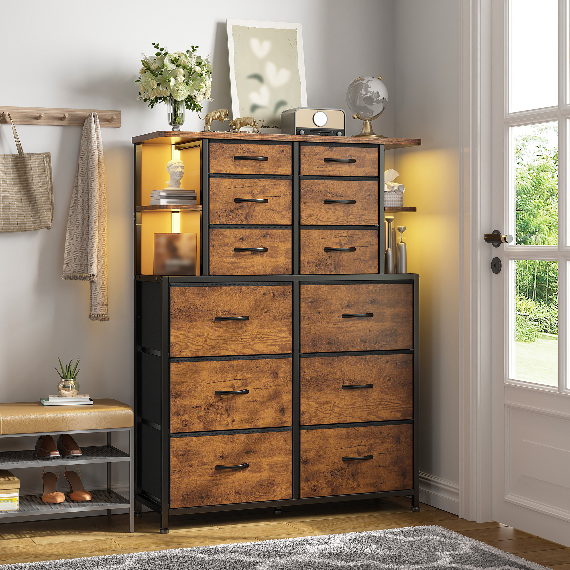 Wrought Studio™ 12-Drawer Dresser with LED Lights & Reviews | Wayfair