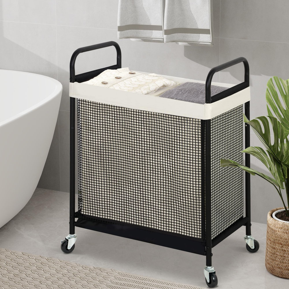 Hokku Designs Laundry Hamper 2 Section, 100L Rolling Laundry - Wayfair ...