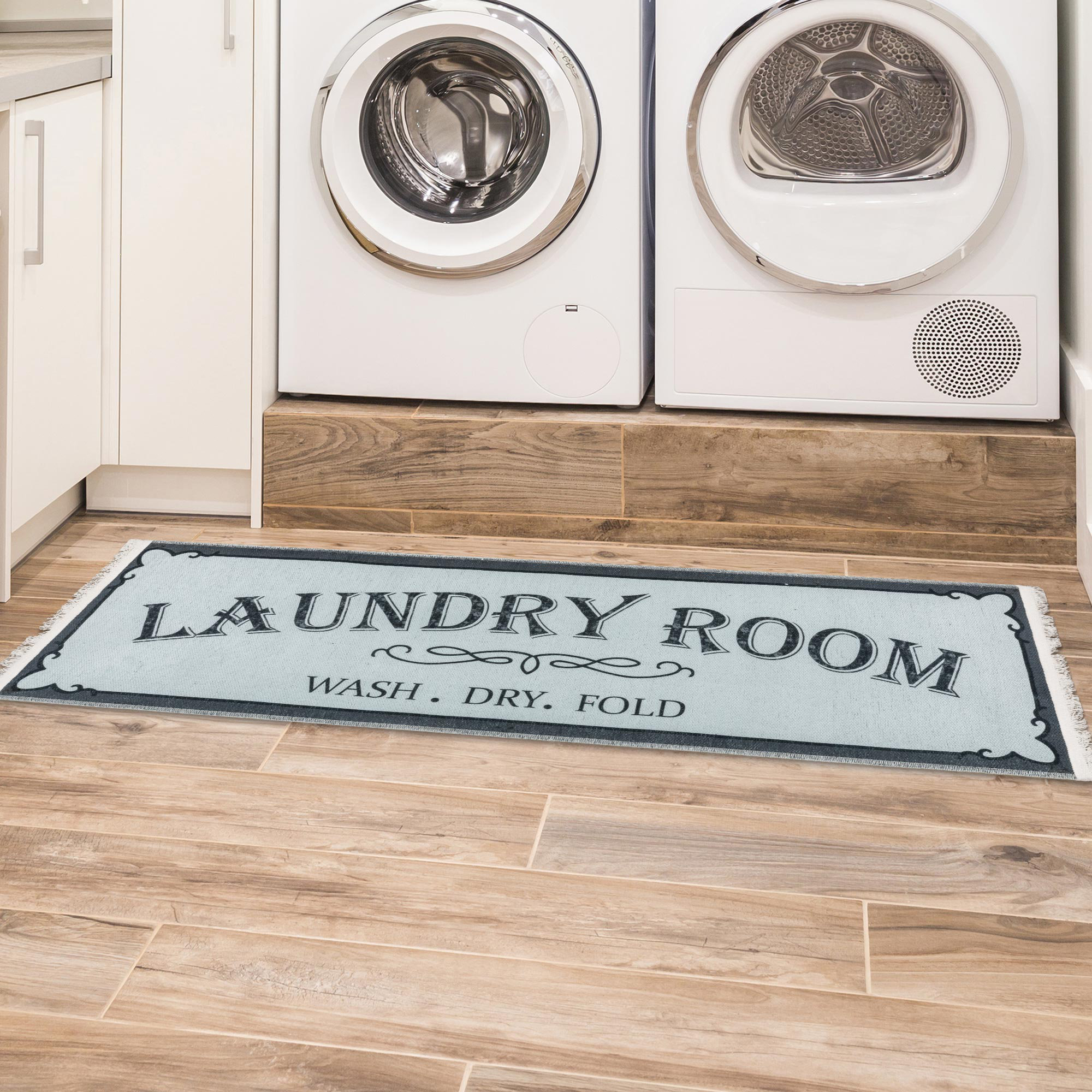 Ottomanson Wrinkle Free Flatweave Cotton Laundry Room Runner Rug ...