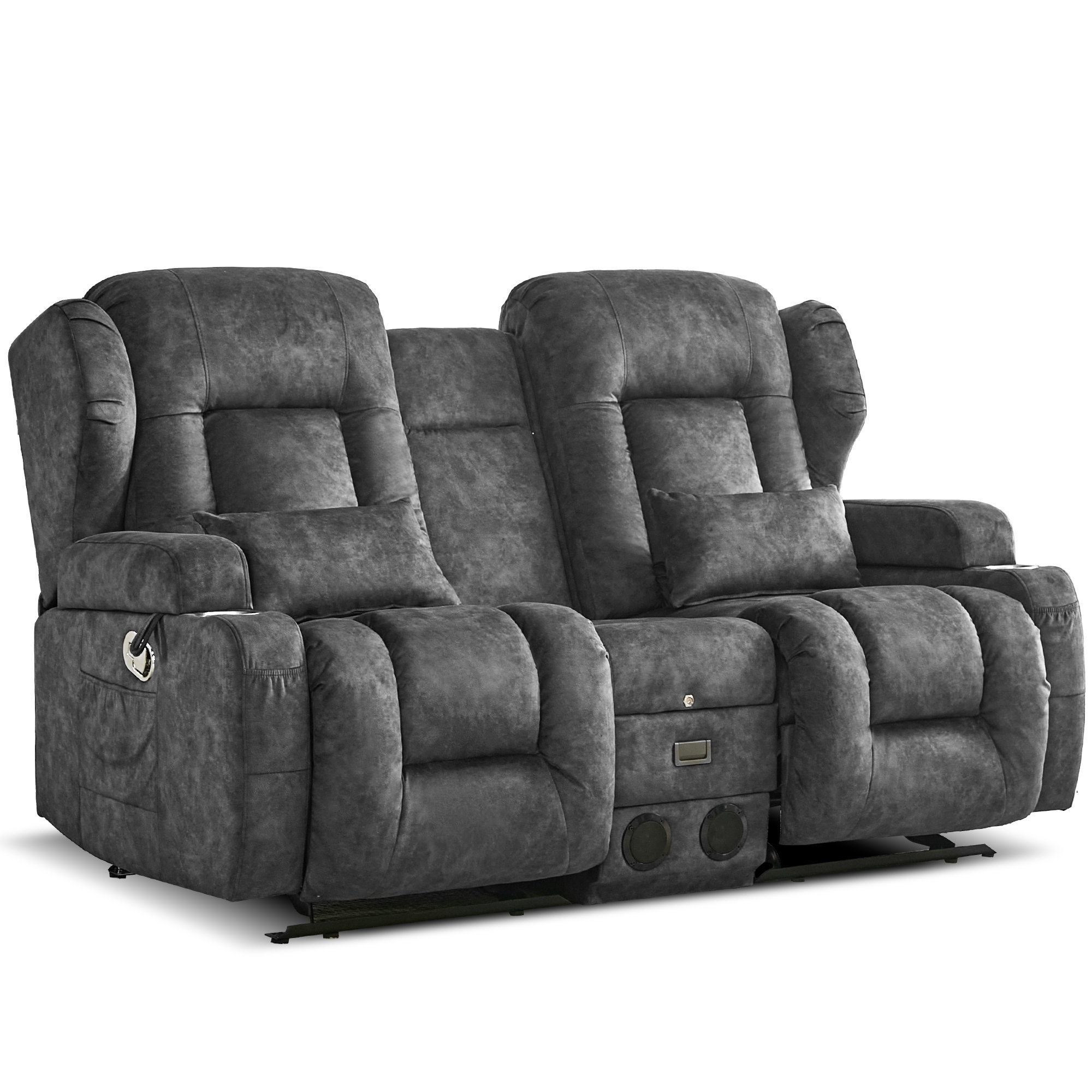 Ebern Designs Loveseat Rocker Recliner Sofa, Dual Reclining Couches ...