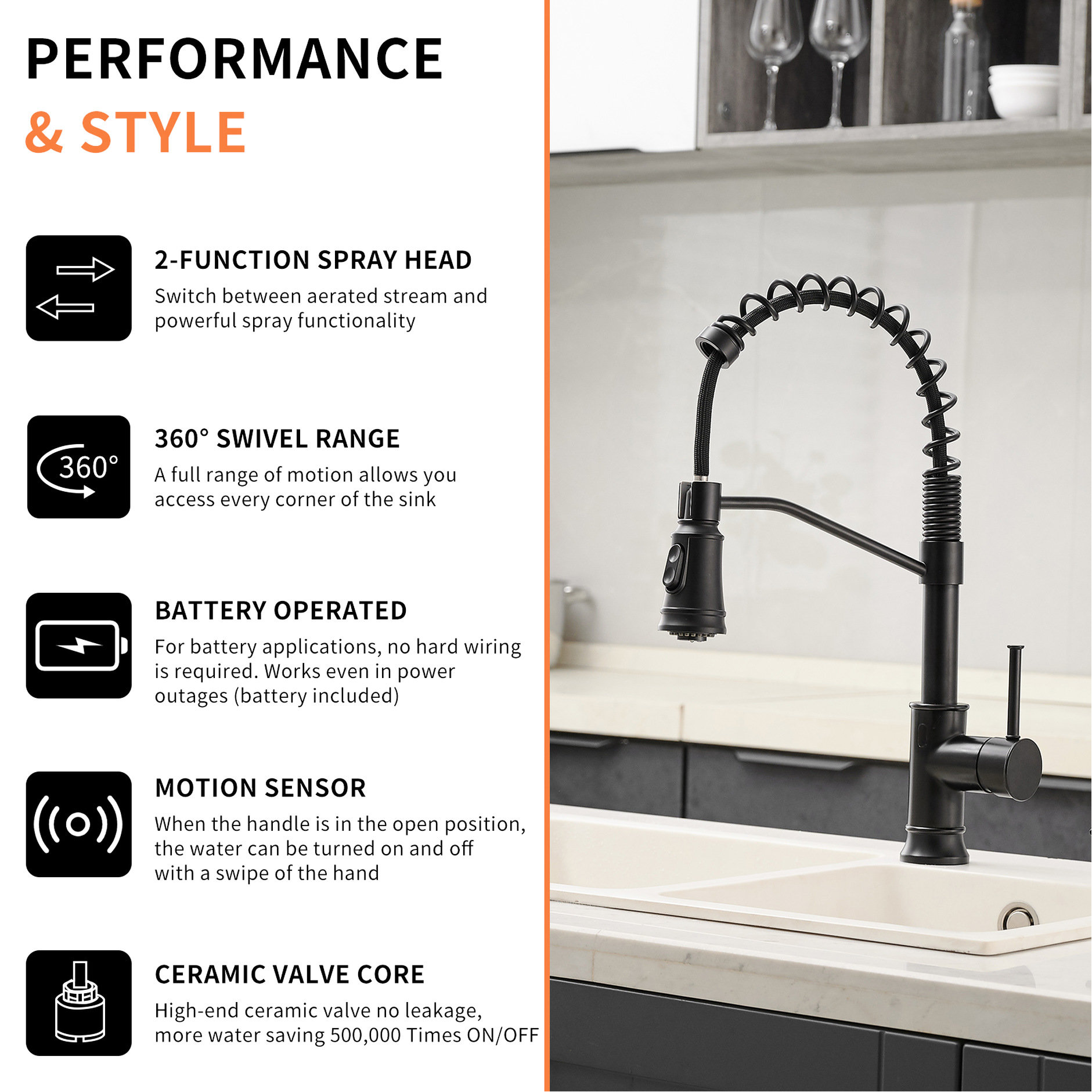 East Urban Home Touchless Automatic Smart Sink Faucet - Kitchen With ...
