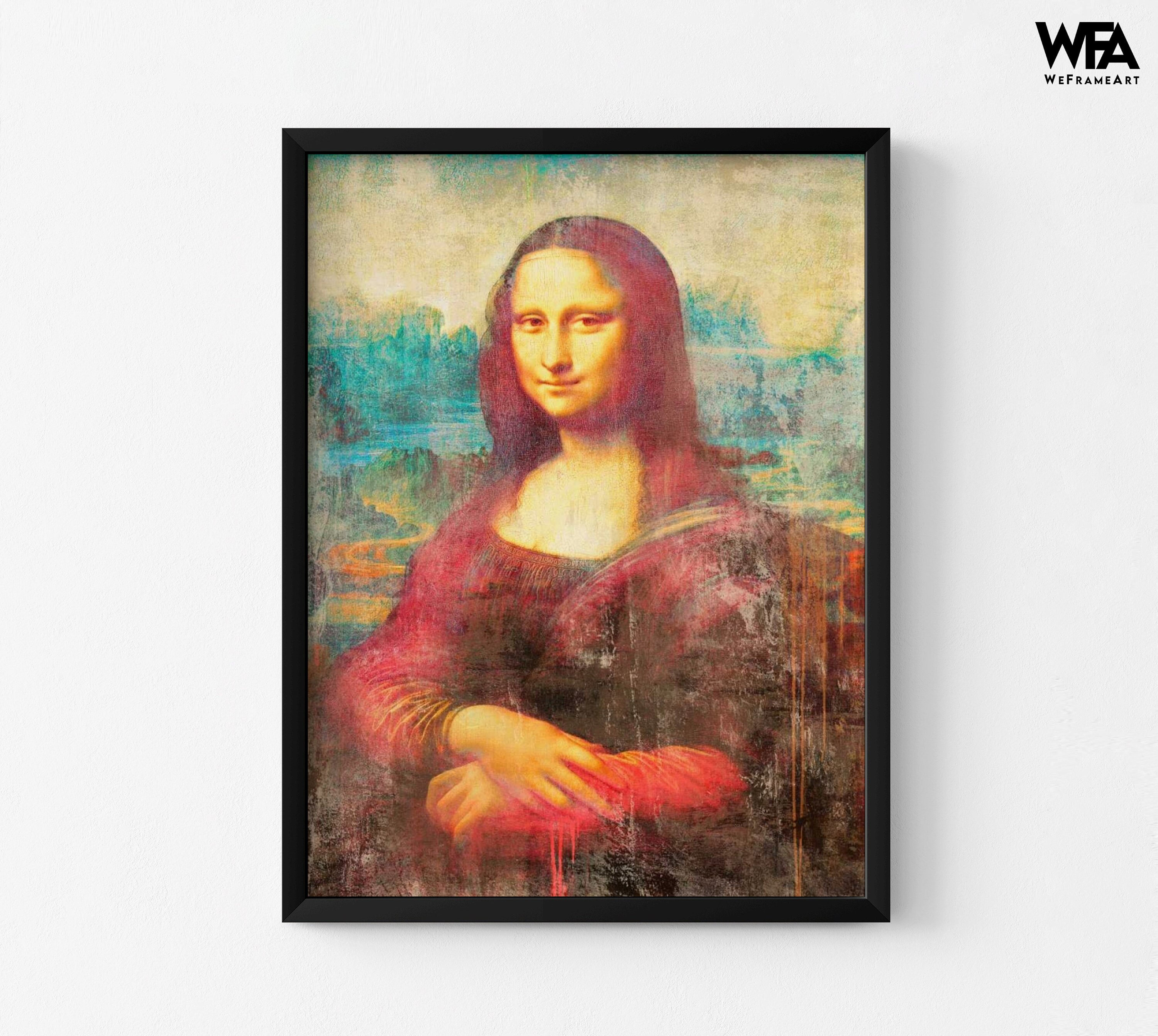 WeFrameArt Mona Lisa 2.0 By Eric Chestier, Modern Wall Art, Red Mona ...