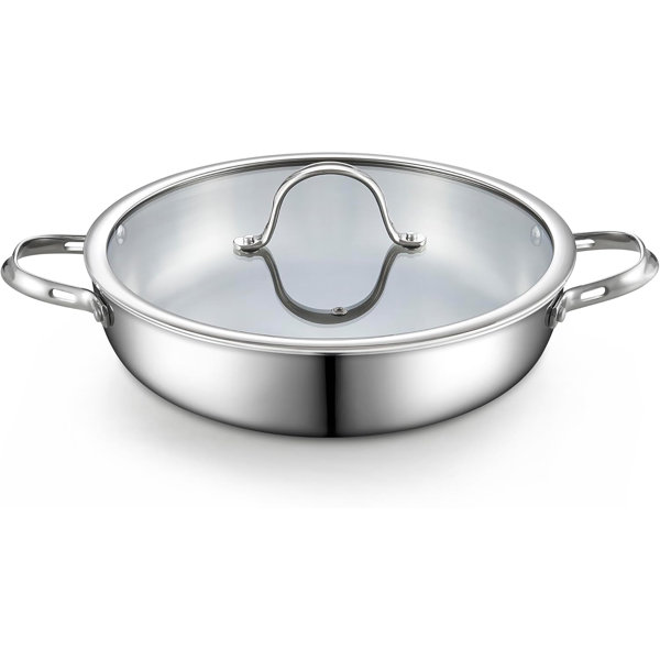 Cooks Standard Tri-ply Clad Stainless Steel Wok Stir Fry Pan With Glass ...