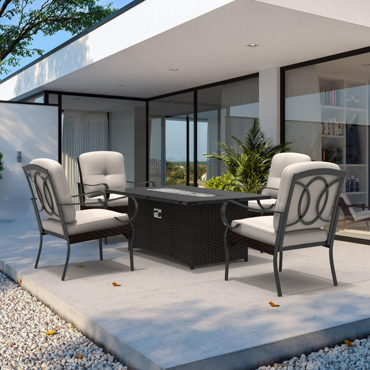 Red Barrel Studio® 4 - Person Rectangular Outdoor Dining Set with ...