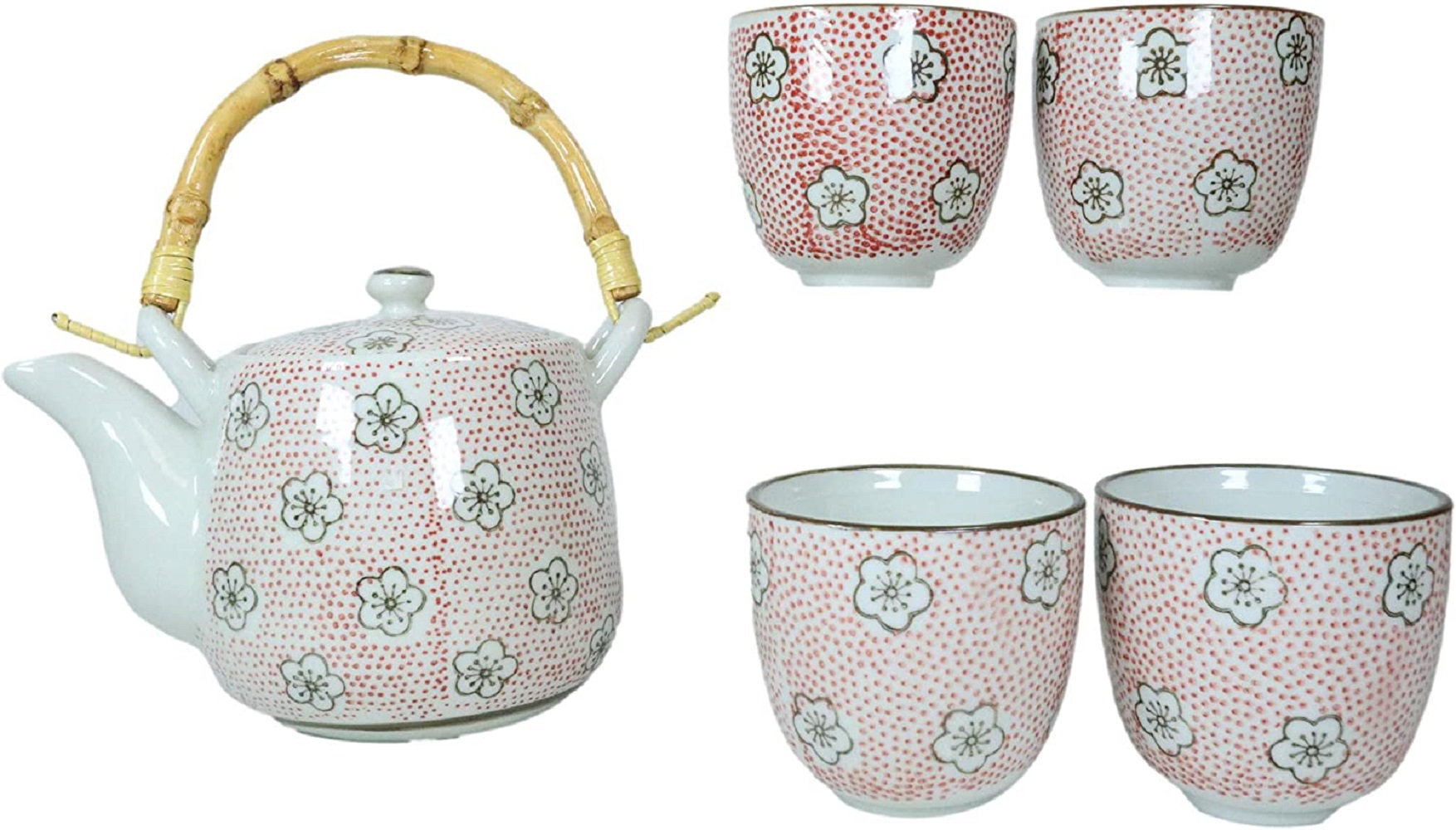 Winston Porter Oriental Sakura White Cherry Blossoms With Red Polka ...