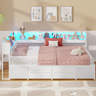 Ivy Bronx Daybed with 6 Drawers LED Corner Bed with Bookcase & Charging ...