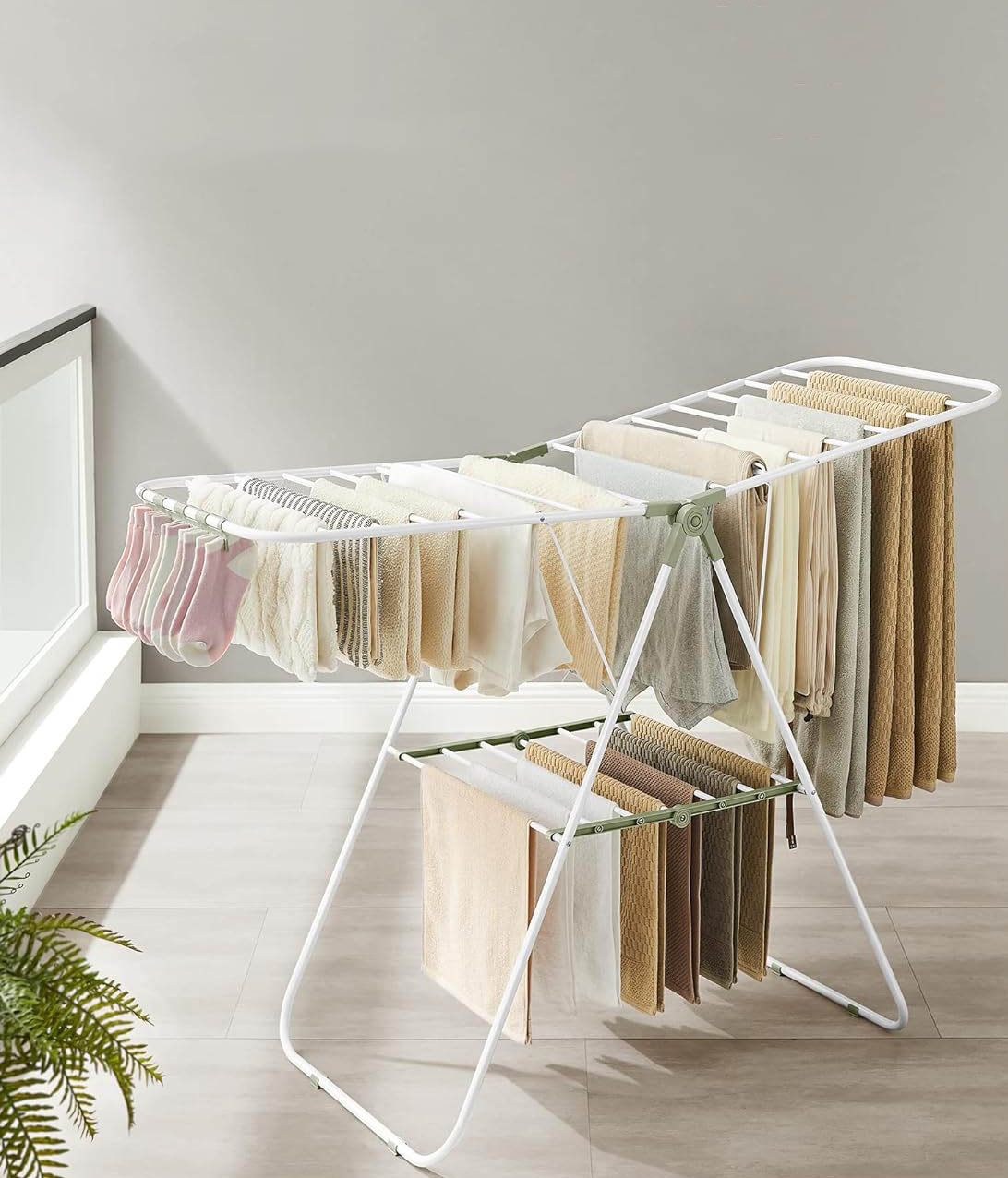 Rebrilliant Clothes Drying Rack, With Sock Clips, Foldable,With 2 ...