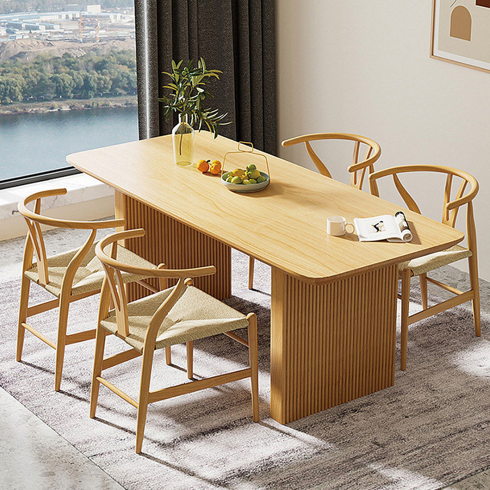 Open Edge Sports 4 - Person Burlywood Rectangular Solid Wood Table Set ...