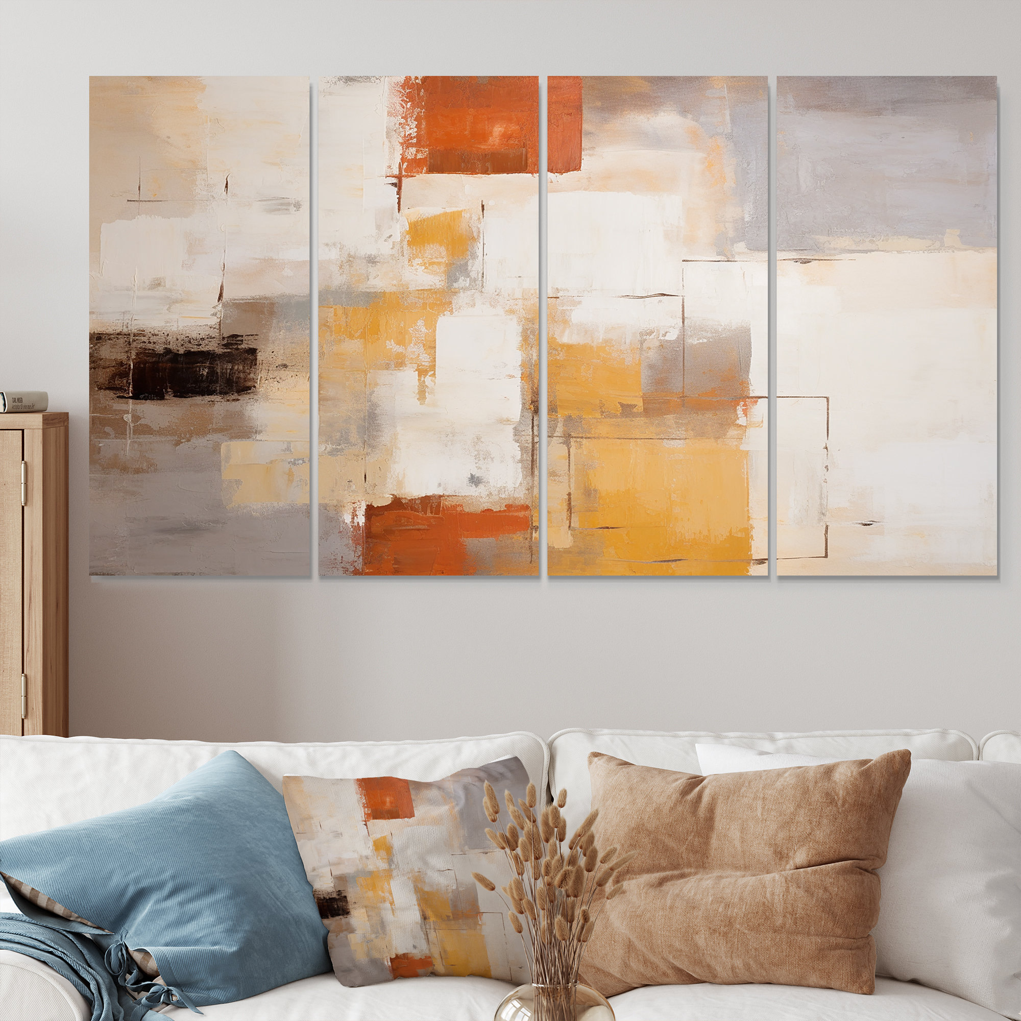 Ivy Bronx Serenity Deconstructed Cubist Orange - Abstract Wall Art 4 ...