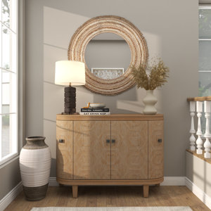 Joss & Main Tatum Wooden Woven Room Wall Mirror with Fringe Ends ...