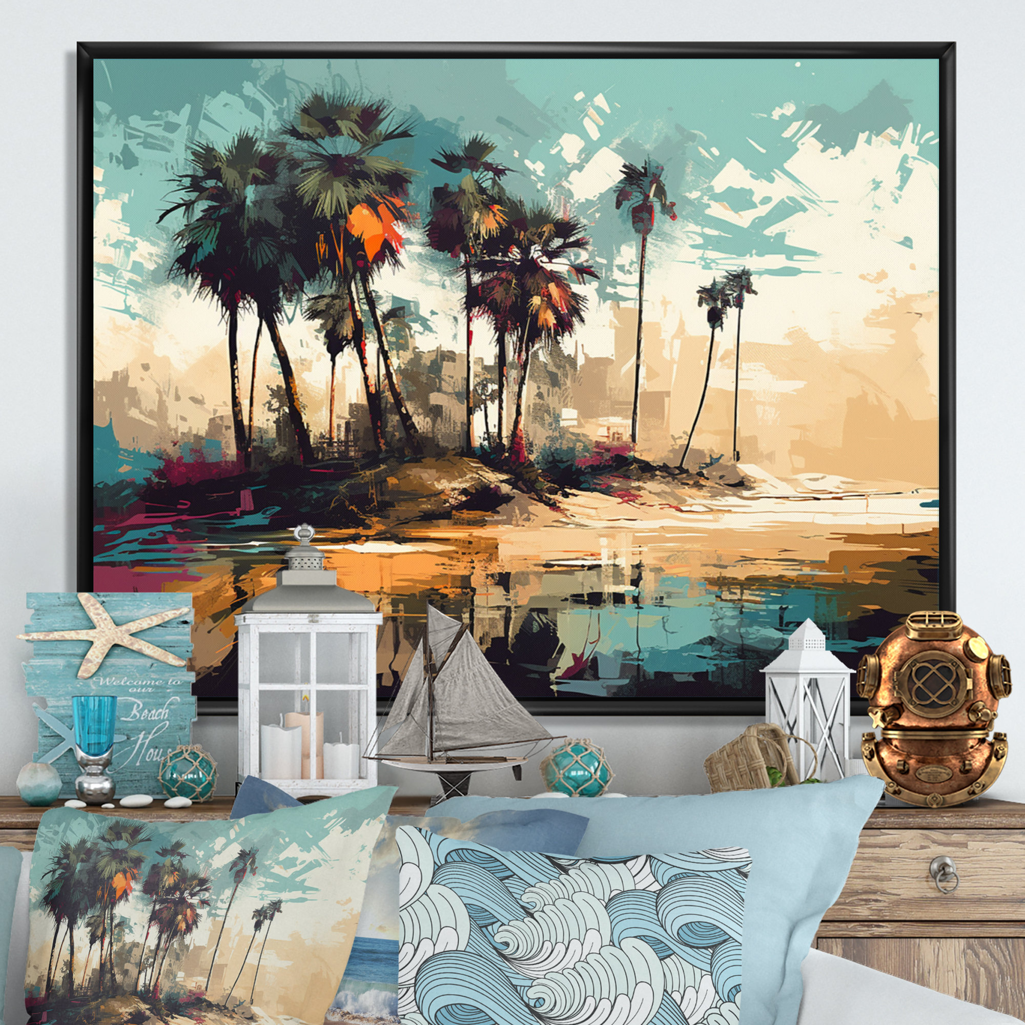 Bay Isle Home™ Blue Coastal Bohemia II - Modern Landscape Beach Canvas ...