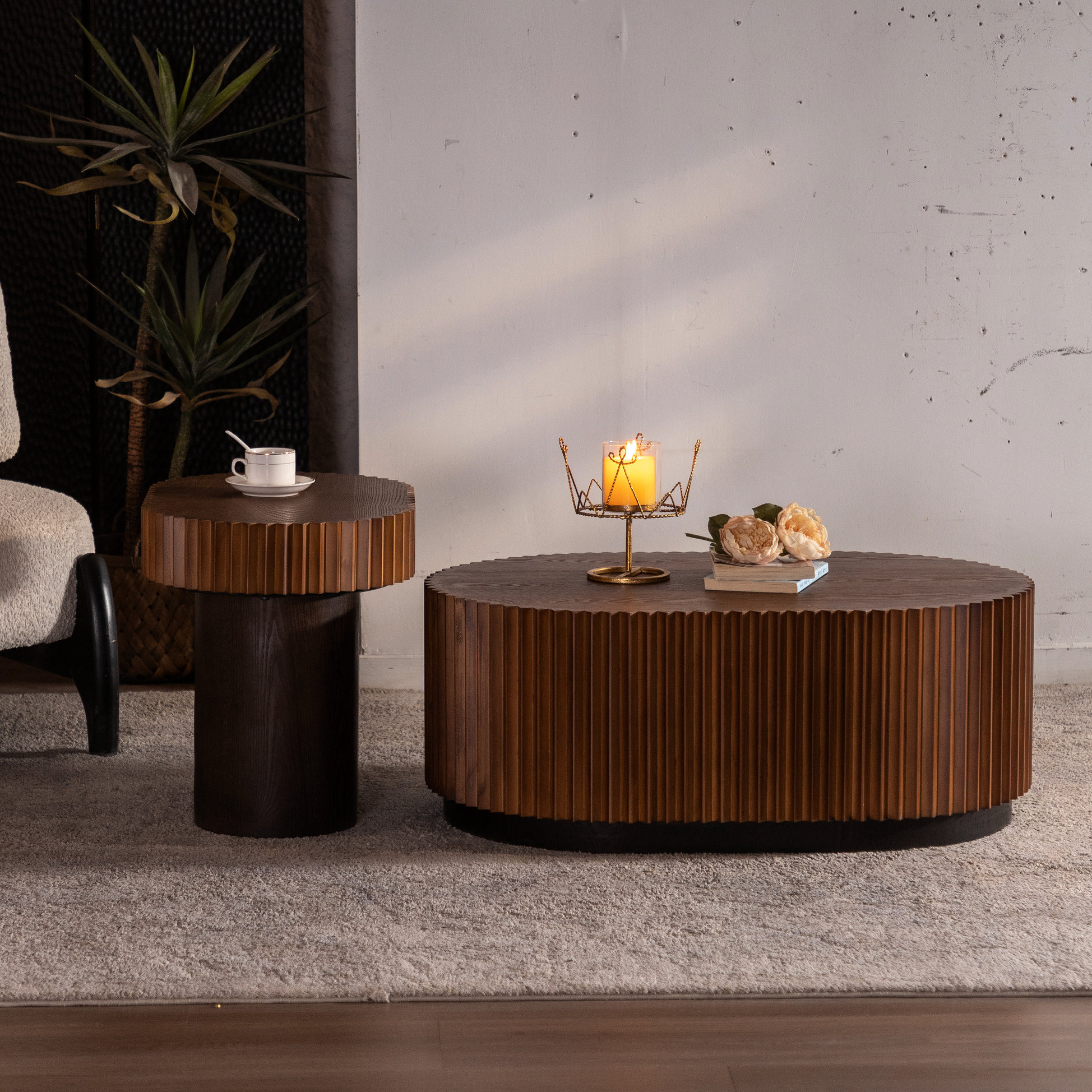 Latitude Run® Modern Round Nesting Coffee Table Of 2 With Handmade ...