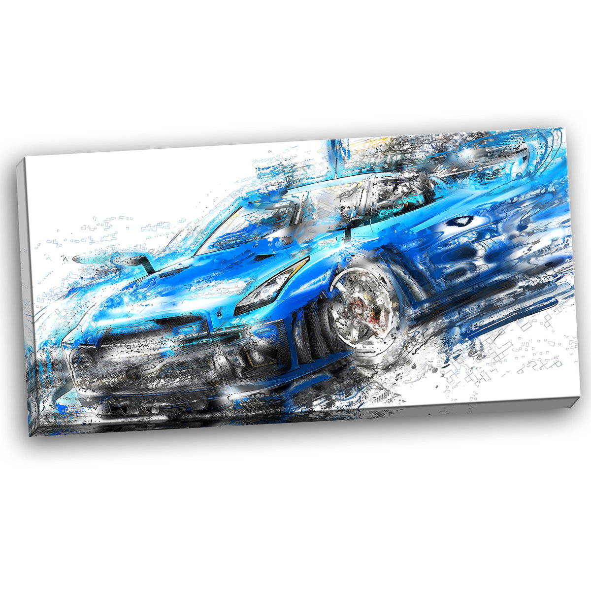 17 Stories Burning Rubber Blue Super Car Graphic Art on Wrapped Canvas ...