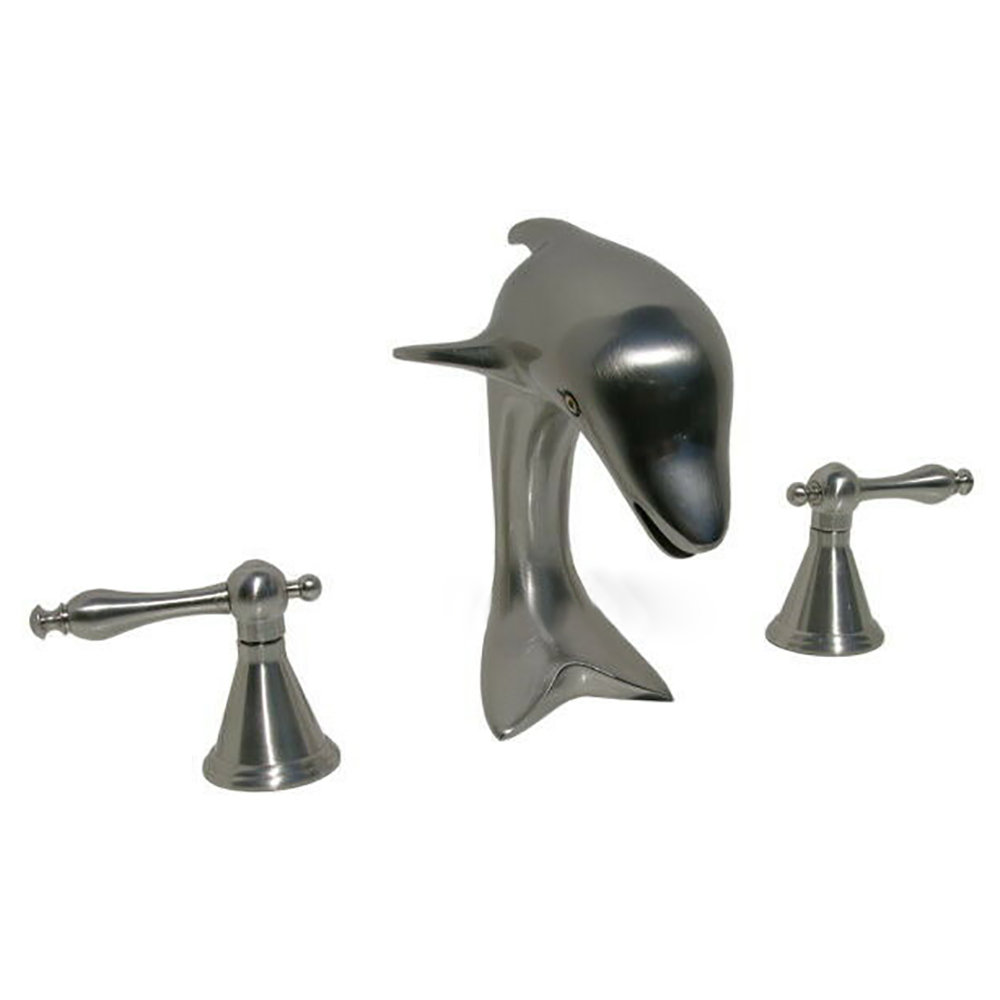 BathSelect Genoa Dolphin-Shaped Dual Handle Brass Bathroom Sink Faucet ...