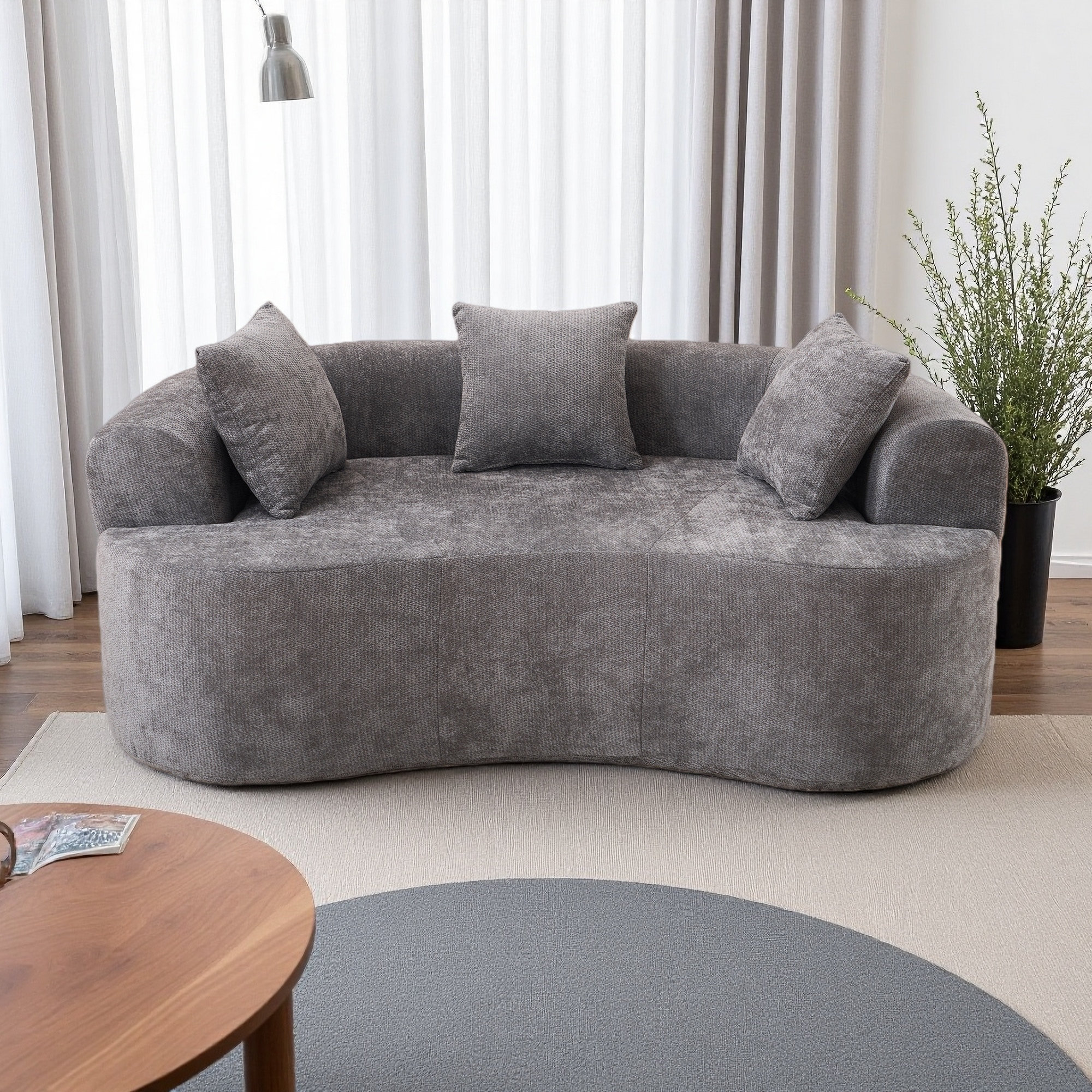 Mercer41 Crescent-Shaped Sofa, Modern Low-Back Design With Deep ...