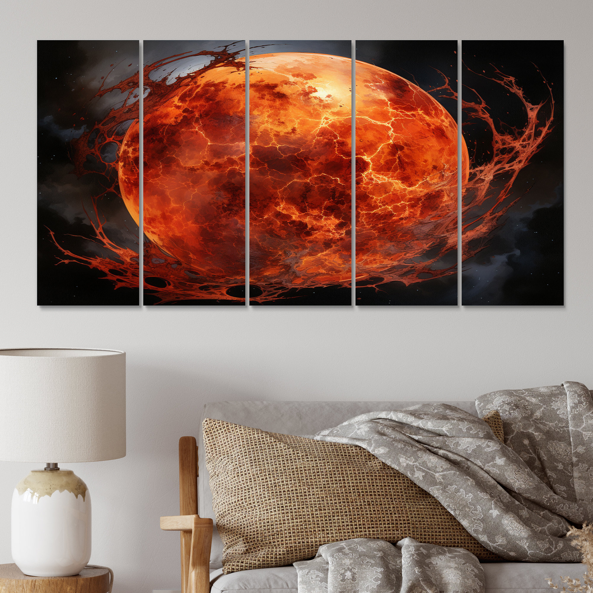 Ivy Bronx Planet Io Fiery I - 5 Piece Floater Frame Print on Canvas ...