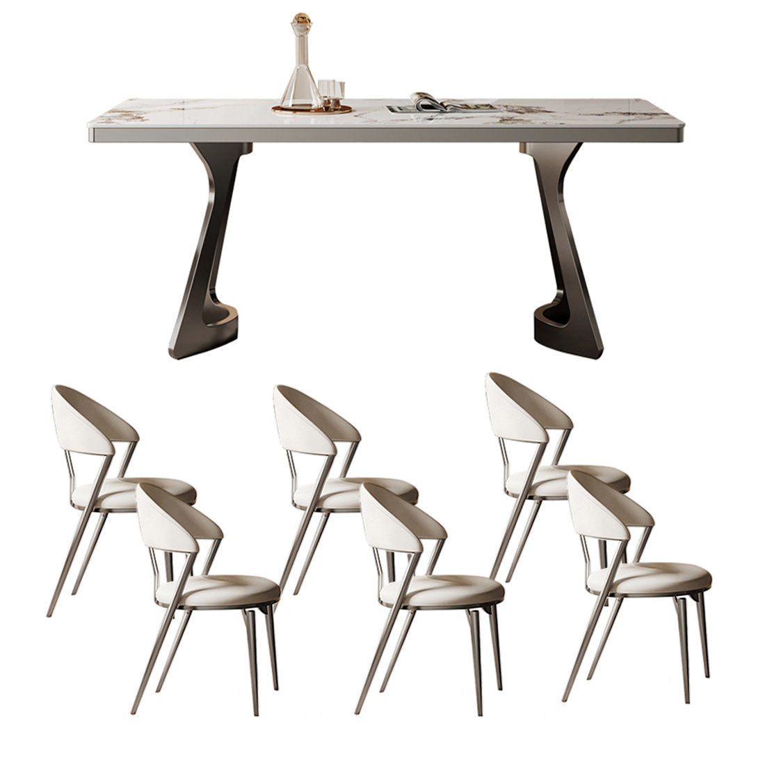 Dining Elegance Rock plate dining table and chair combination | Wayfair