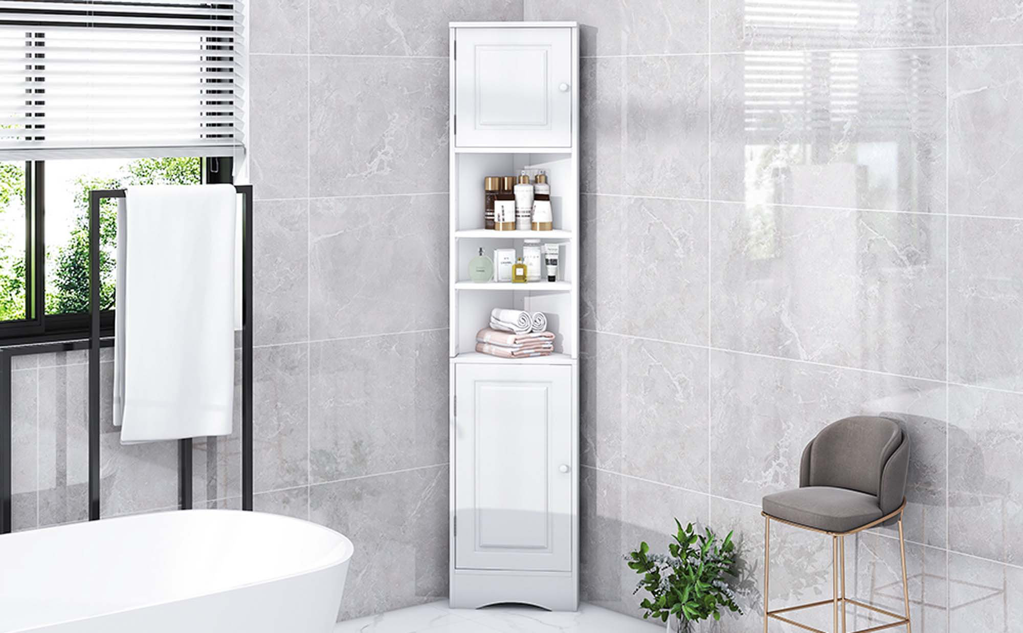Wildon Home® Multi-Functional Tall Bathroom Corner Cabinet Storage With ...