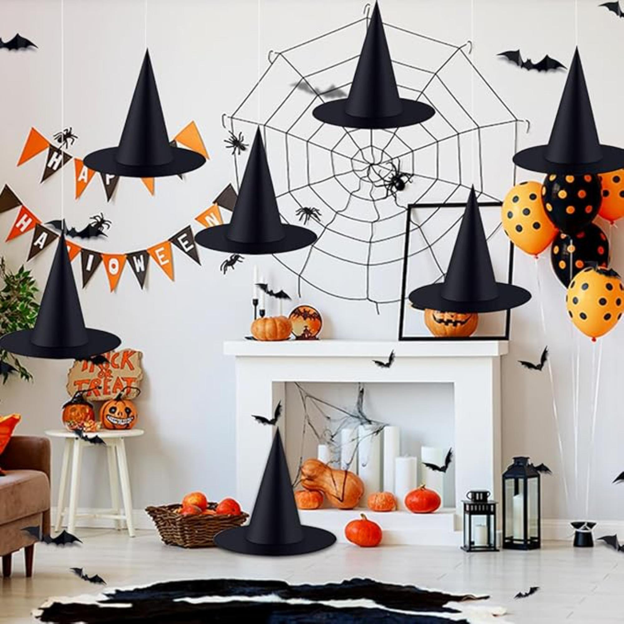 The Holiday Aisle® 6 PCS Halloween Black Witch Hats Decoration Hanging ...