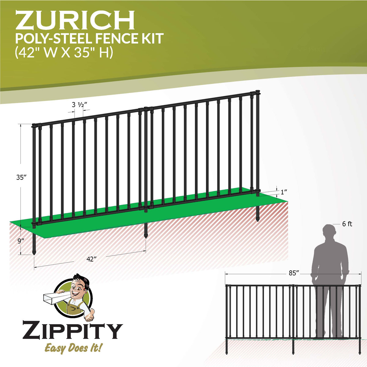Zippity Outdoor Products 35in H x 42in W (2 Panels) No Dig Zippity ...
