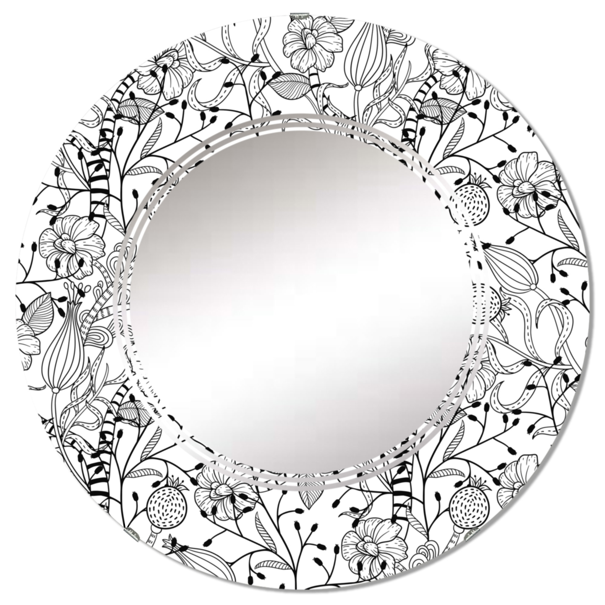 East Urban Home Monochrome Shapes I - Patterned Wall Mirror Round | Wayfair