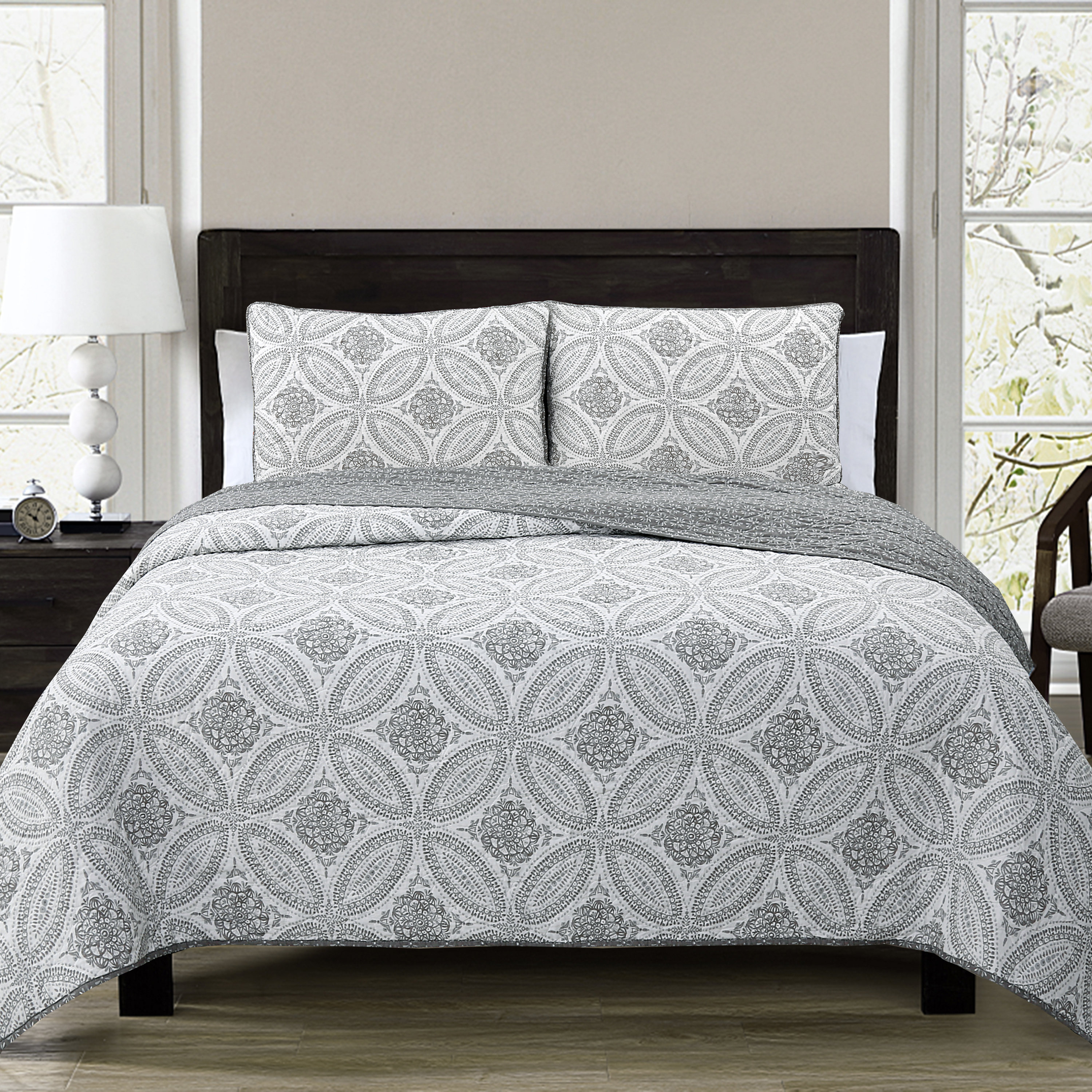Estate Collection Grey Microfiber Reversible Quilt Set - Wayfair Canada