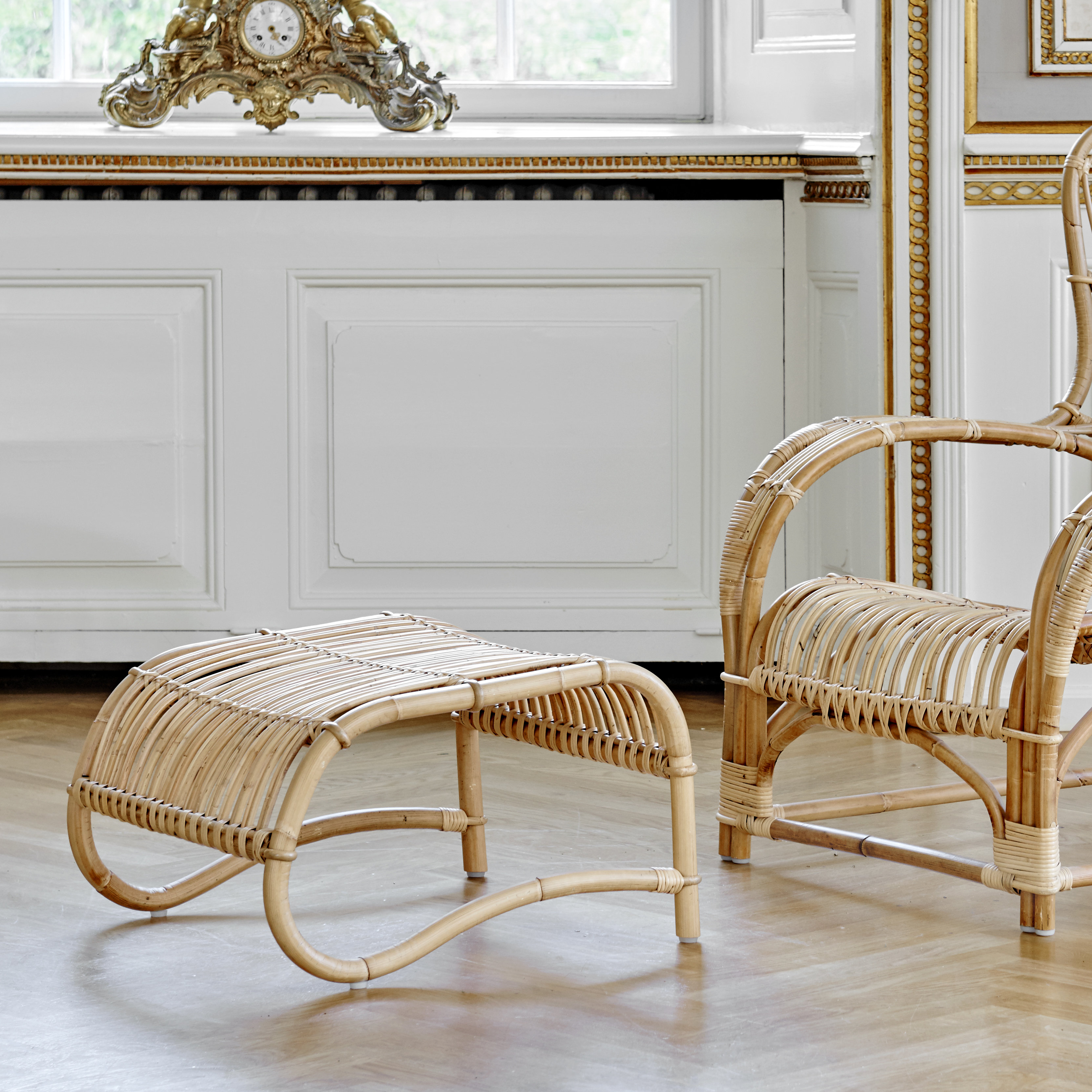 Sika Design Viggo Boesen Teddy Rattan Footstool - Polished Natural ...