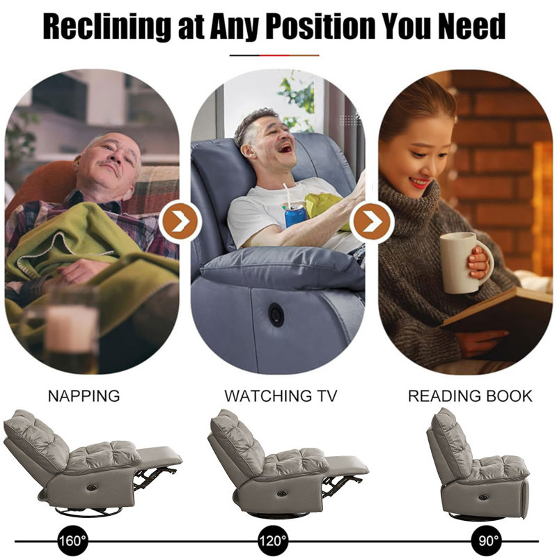 Latitude Run® 29'' Wide 280 Degree Leatheraire Fabric Swivel and Rocker ...