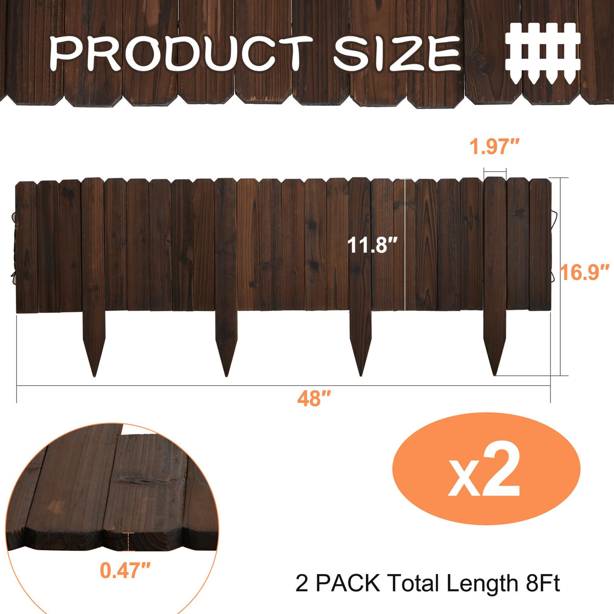 Rainbow Home Wooden Garden Fence Wood Garden Edging Border Decorative ...